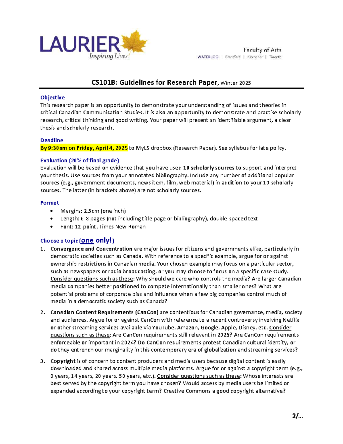 CS101B: Research Paper Guidelines for Winter 2025 - Studocu