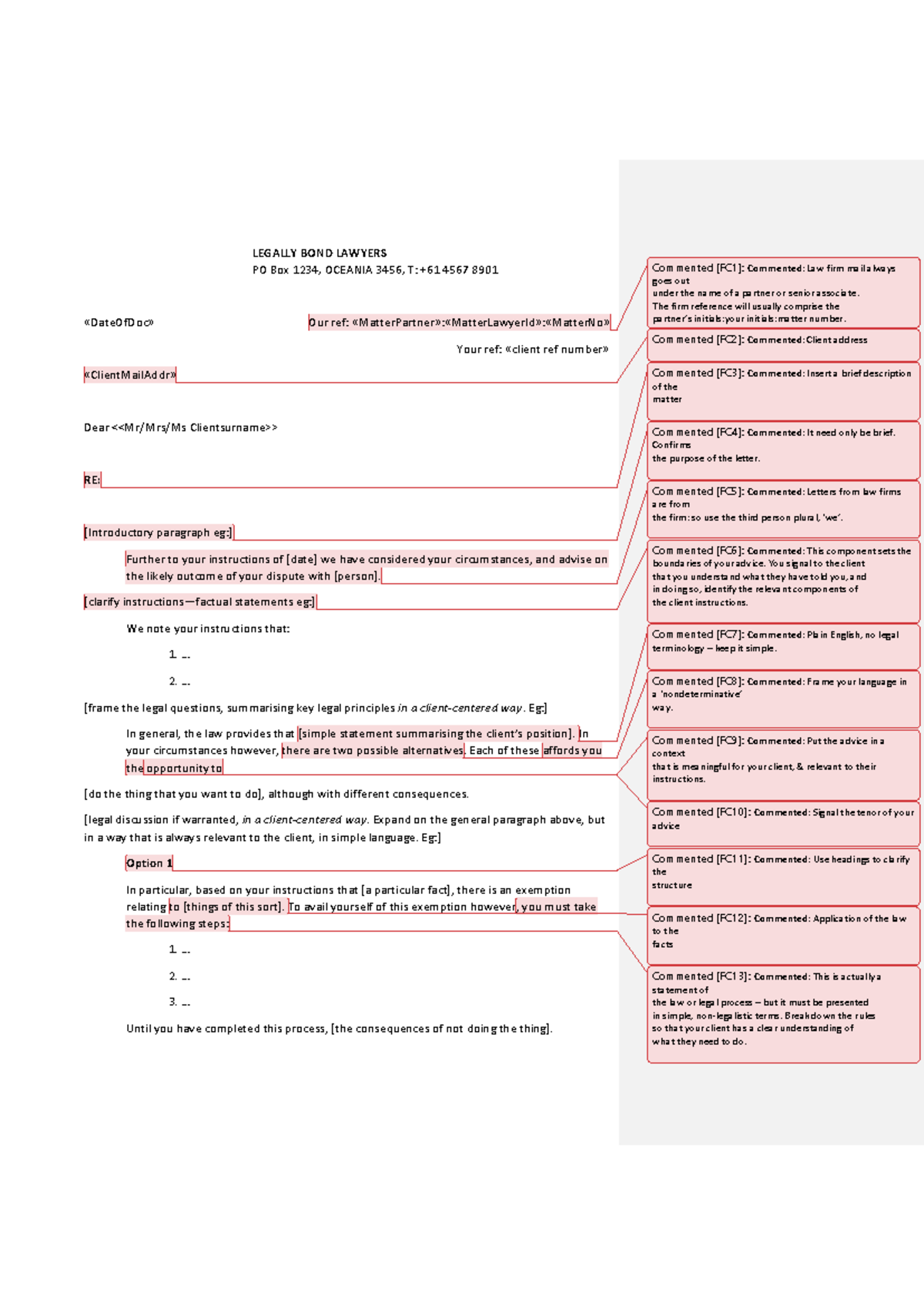 Sample letter for letter to the client - LAWS11-201 - Bond - Studocu