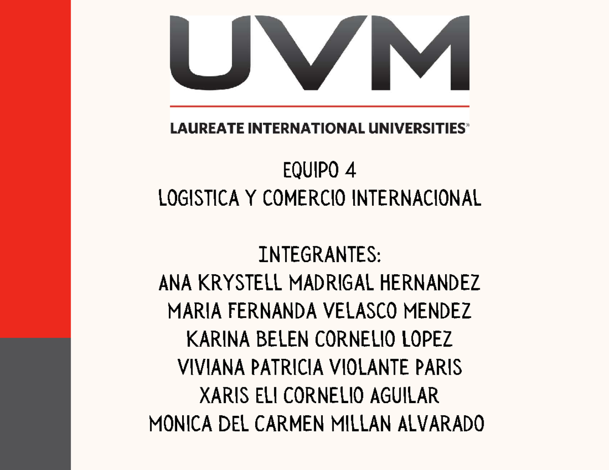 Tríptico de Logística y Comercio Internacional - Tarea Equipo 4 - Studocu