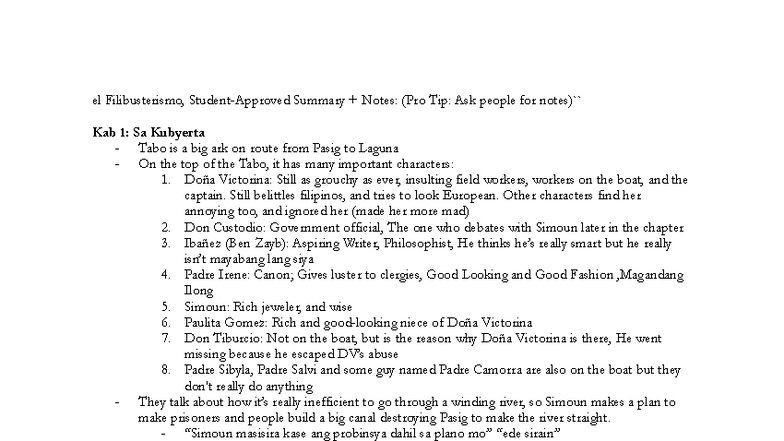 El Filibusterismo: Comprehensive Chapter Summaries and Character ...