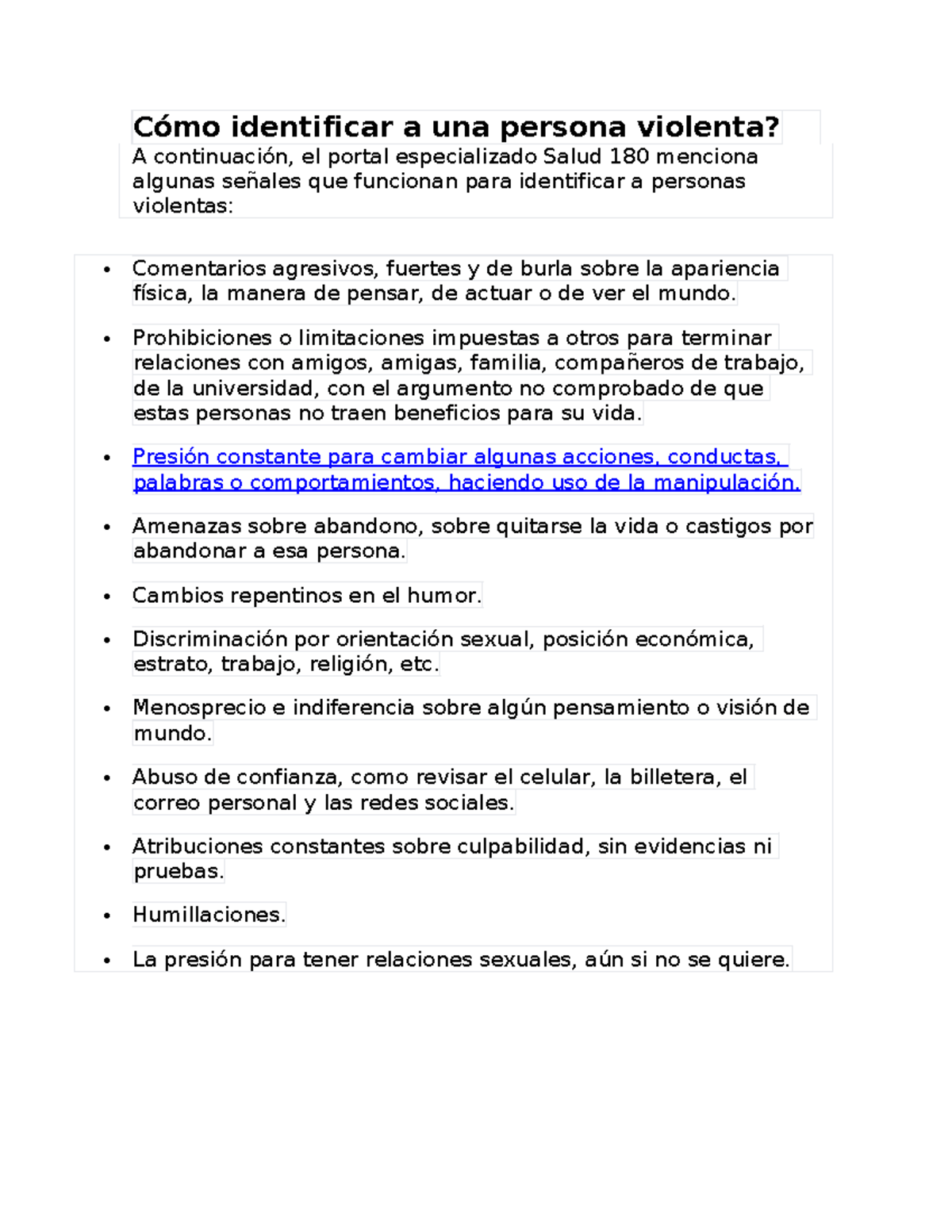 Identificando Señales de una Persona Violenta: Guía Práctica - Studocu