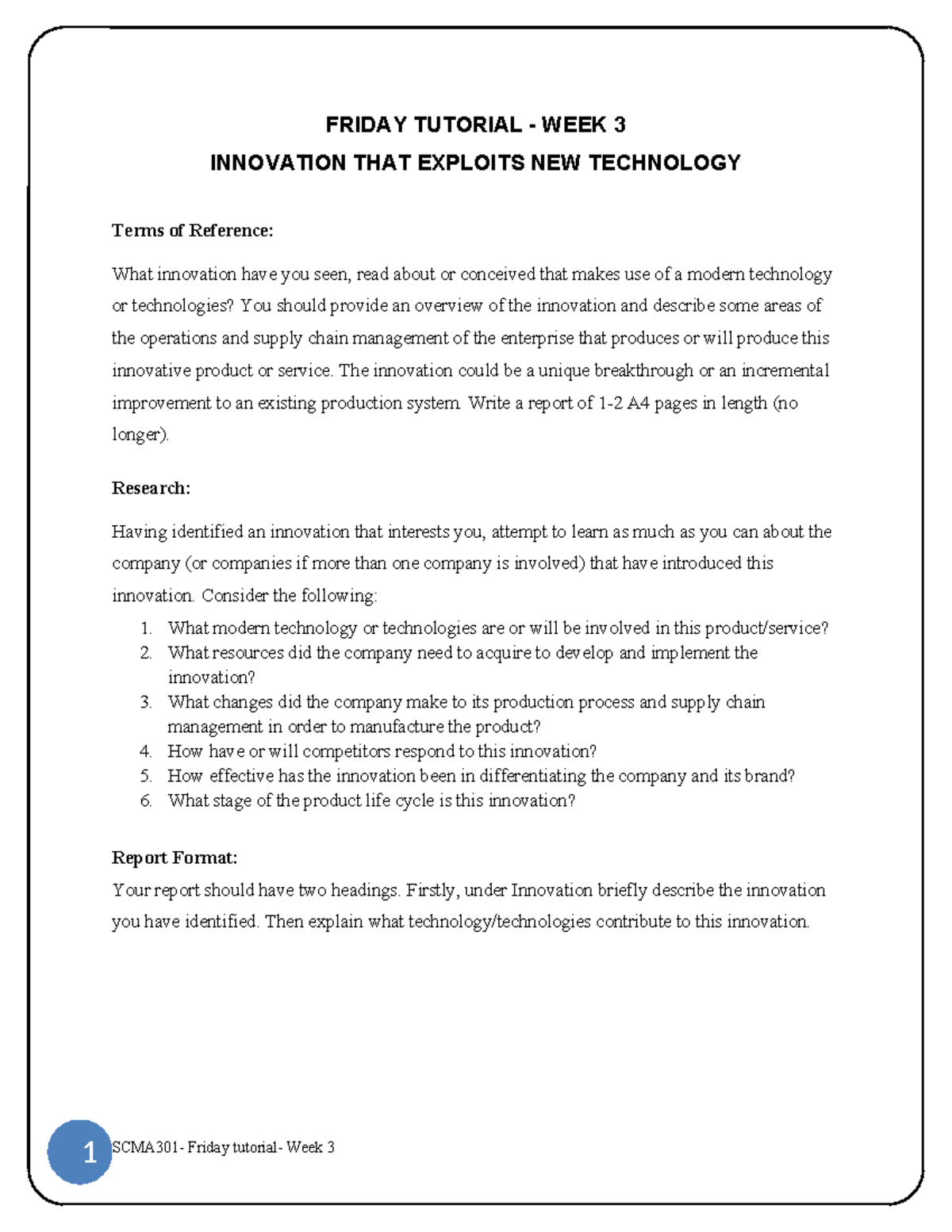 Friday tutorial- Week 3 SCMA301 2025 - 1 FRIDAY TUTORIAL - WEEK 3 ...