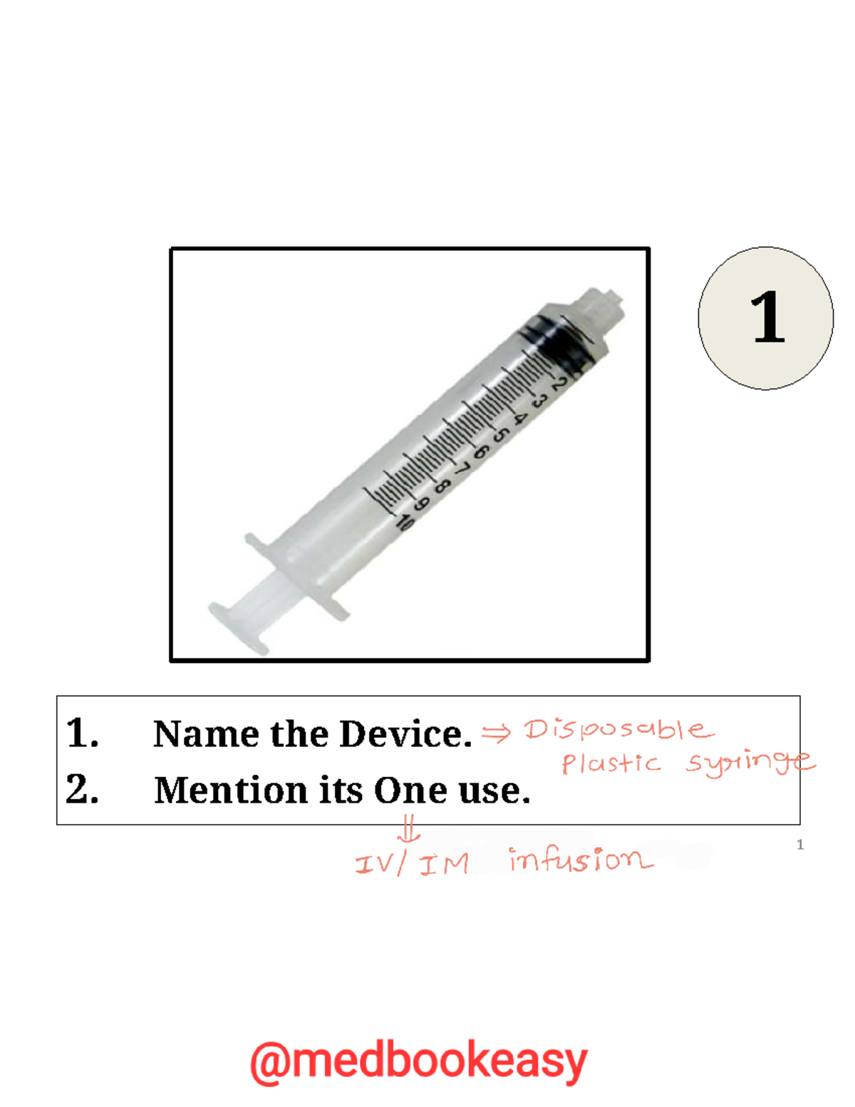 Pharmacology Spotting Guide P1 - Device Identification & Uses - Studocu