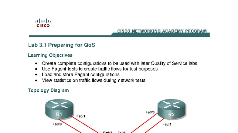 Lab 3.1: Preparing for QoS - Packet Tracer Configurations - Studocu