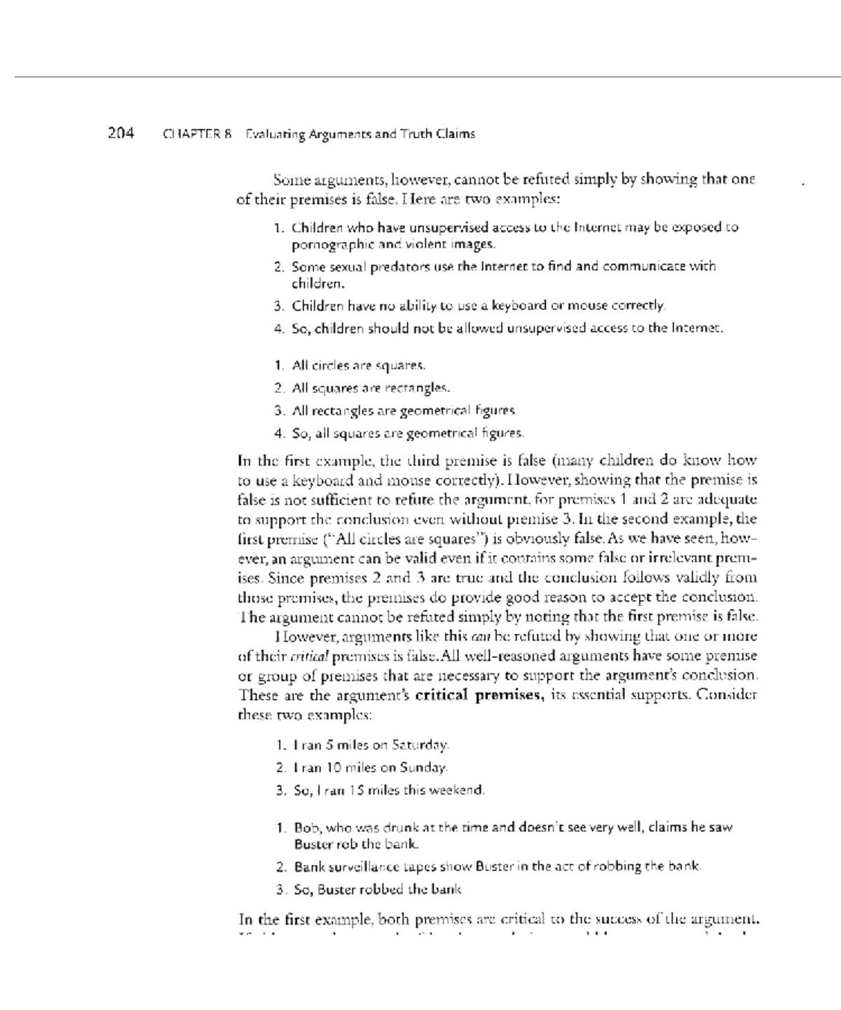 204 CHAPTER 8 Evaluating Arguments and Truth Claims: A Critical ...