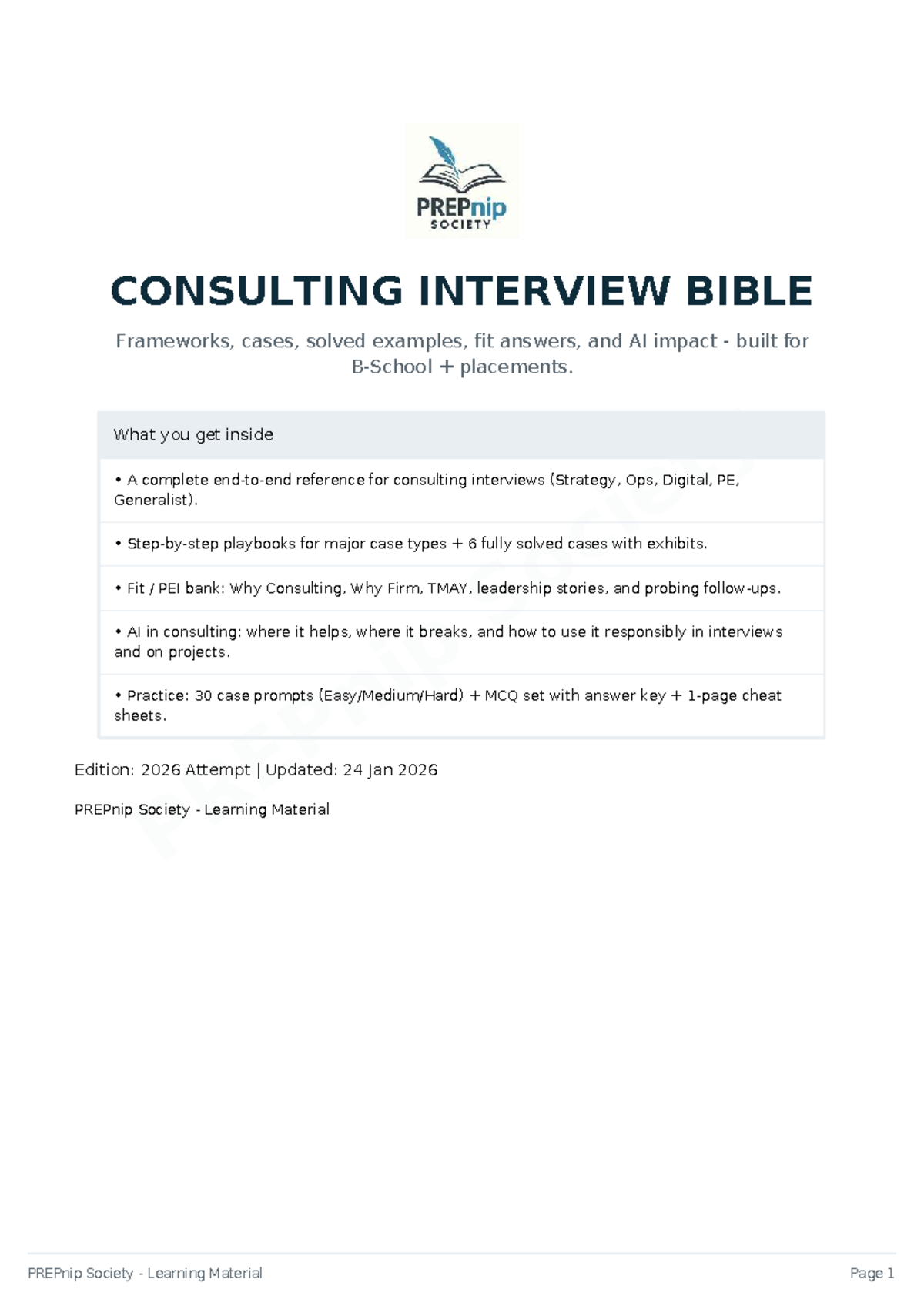 PREPnip Consulting Interview Bible: Frameworks, Cases & AI Insights for ...