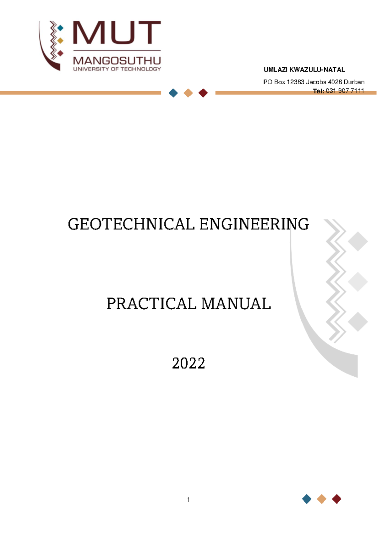 Geotechnical Engineering II (GEEN 021) Practical Manual 2022 - Studocu