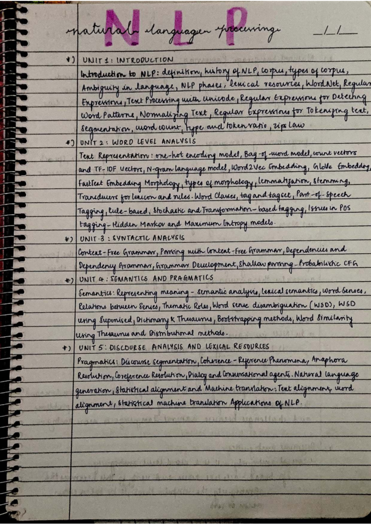 NLP Notes - Comprehensive Guide to Natural Language Processing - Studocu