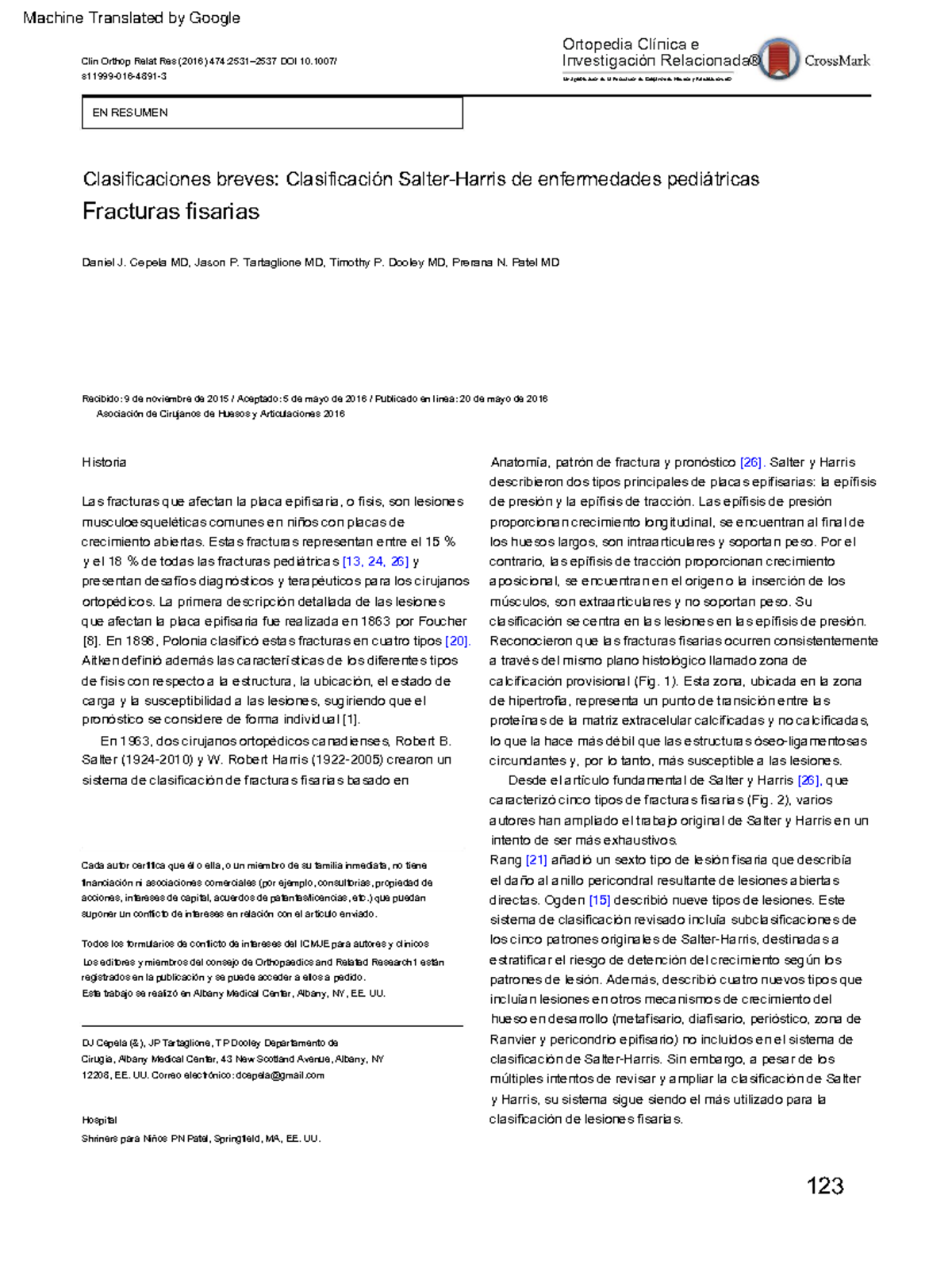 Salter-Harris Classification of Pediatric Fractures (Ortopedia Clínica ...