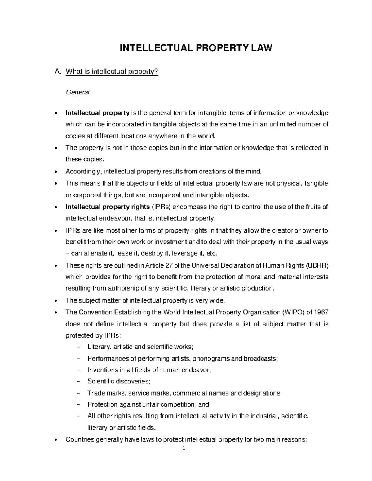 Intellectual Property LAW (IPR) - Comprehensive Study Notes - Studocu