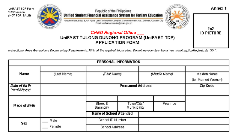 UniFAST TDP Application Form 2022: Guidelines & Requirements - Studocu