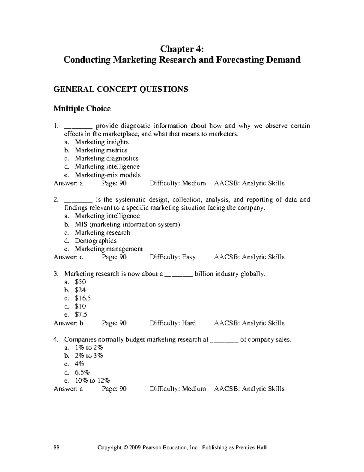 Marketing Research Insights: Chapter 4 Test Bank - Testbank - Studocu