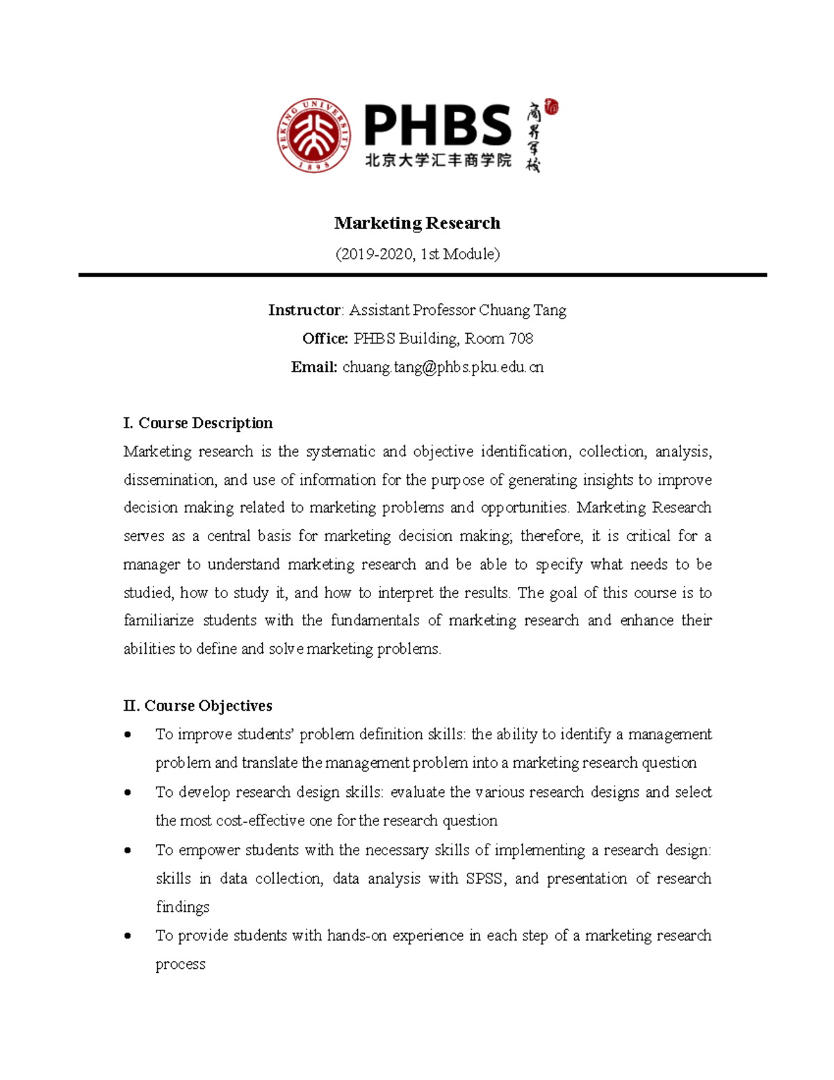 Marketing Research Syllabus (MKT 101) - 1st Module Overview - Studocu