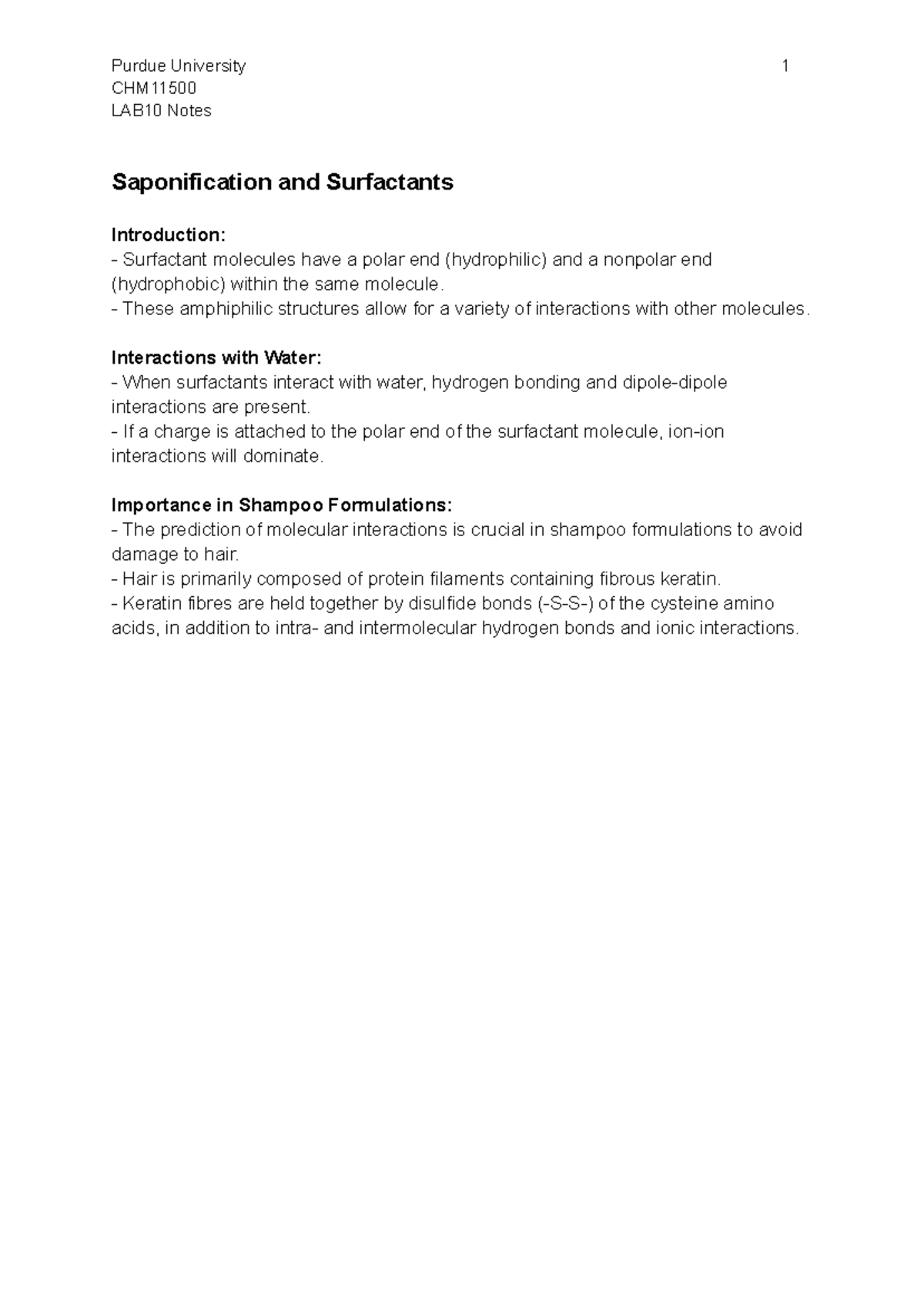 CHM11500 LAB 10 Summary of Reactions notes 2023 - CHM LAB10 Notes ...