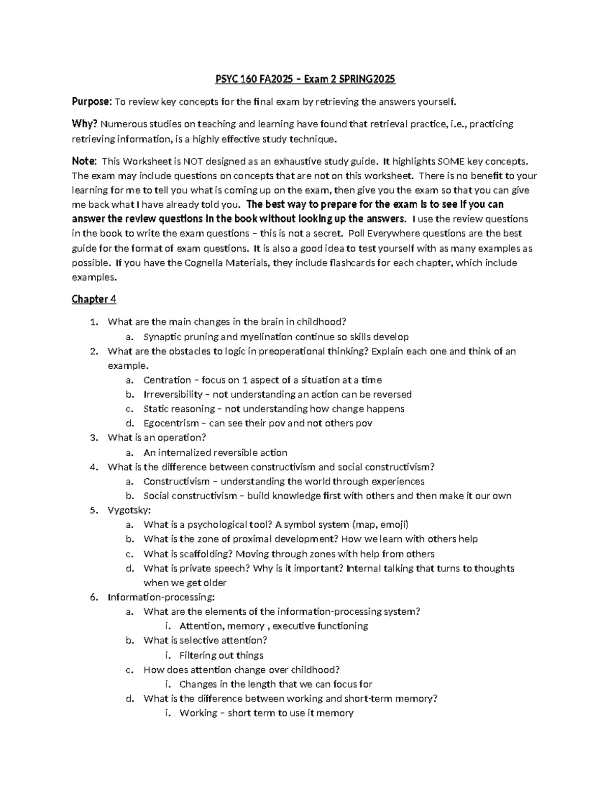 PSYC 160 FA2025 – Final Exam Study Guide: Key Concepts Review - PSYC ...