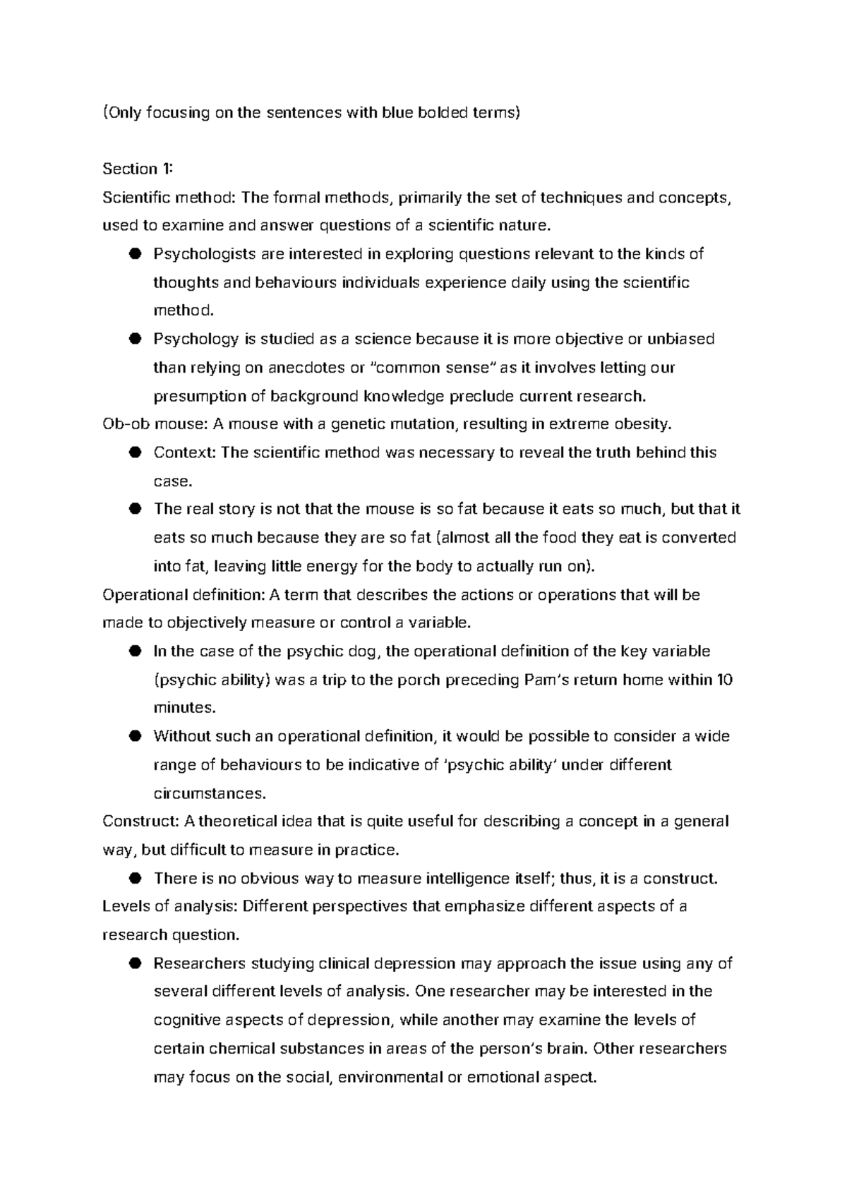 Chapter 1 - Scientific Method Notes (PSY 101) - Studocu