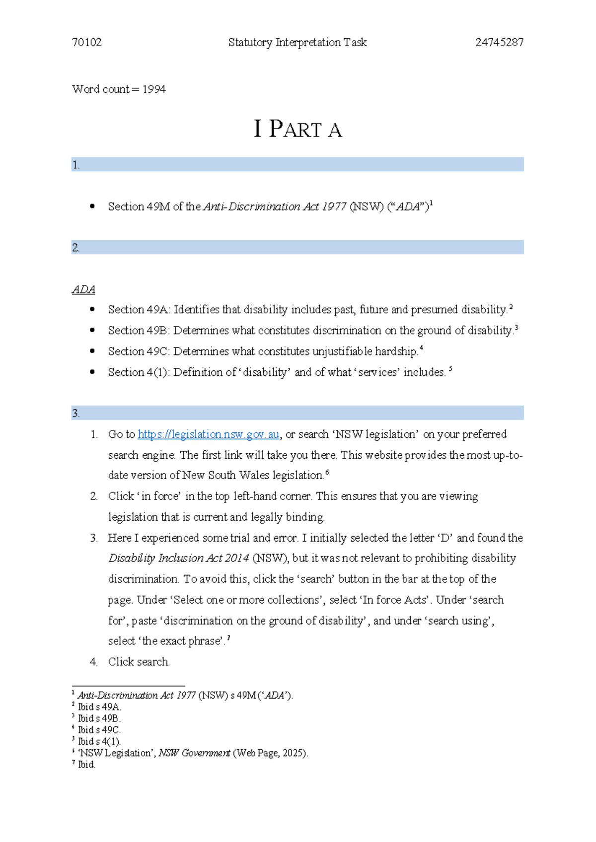 70102 Statutory Interpretation Task: Disability Discrimination Analysis ...