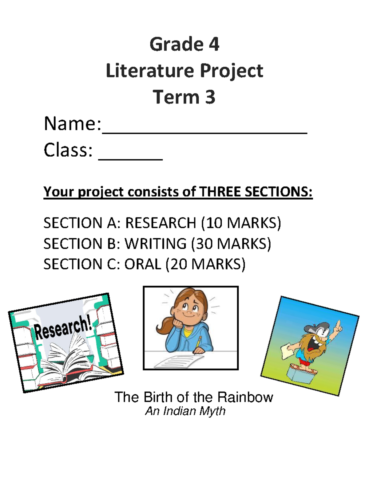 Gr 4 Literature Project: The Birth of the Rainbow Myth - Studocu