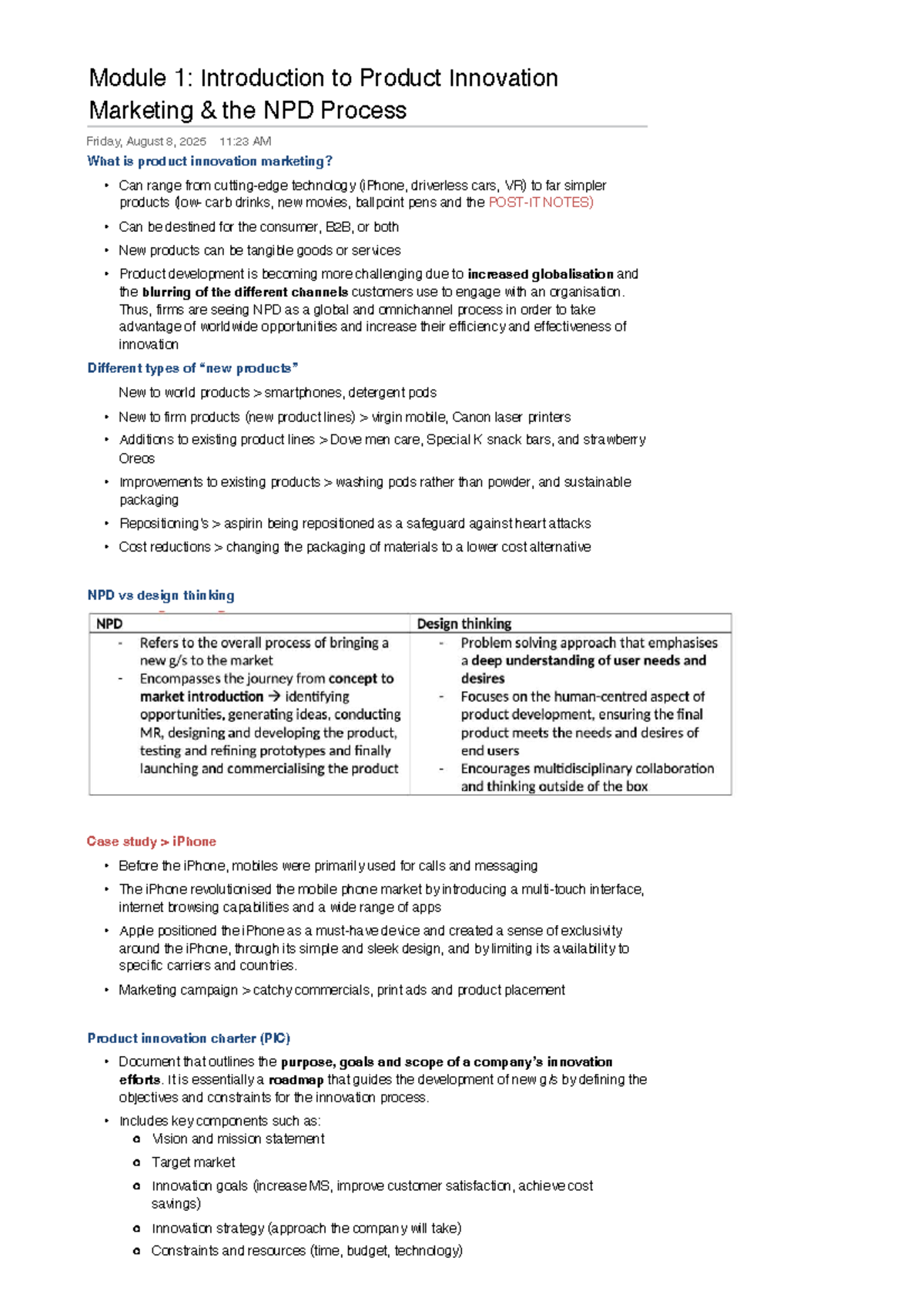 Modules 1-6: Lecture Notes on Product Innovation & Marketing Strategies ...