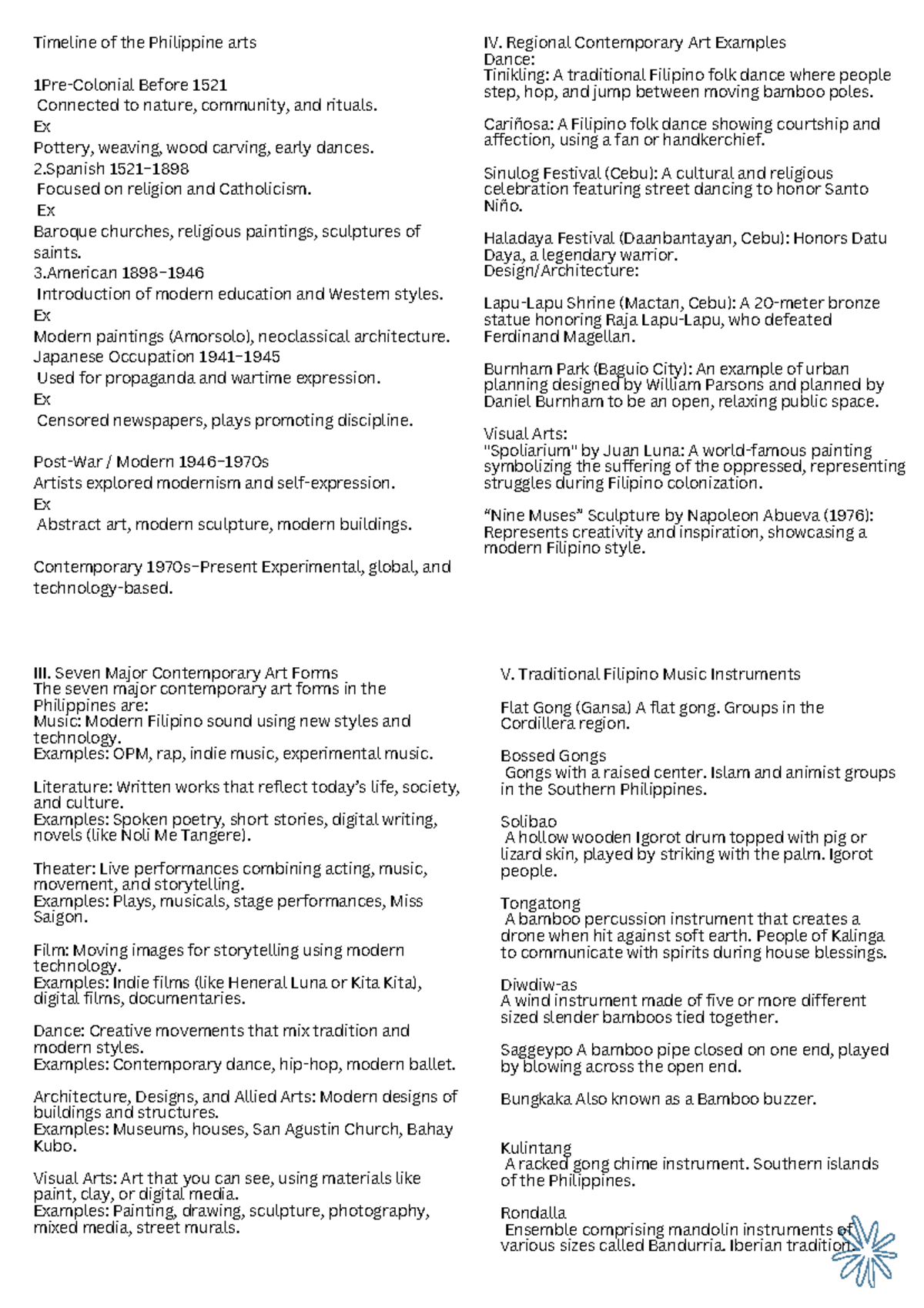 Philippine Arts Timeline: Pre-Colonial to Contemporary (ART 202) - Studocu