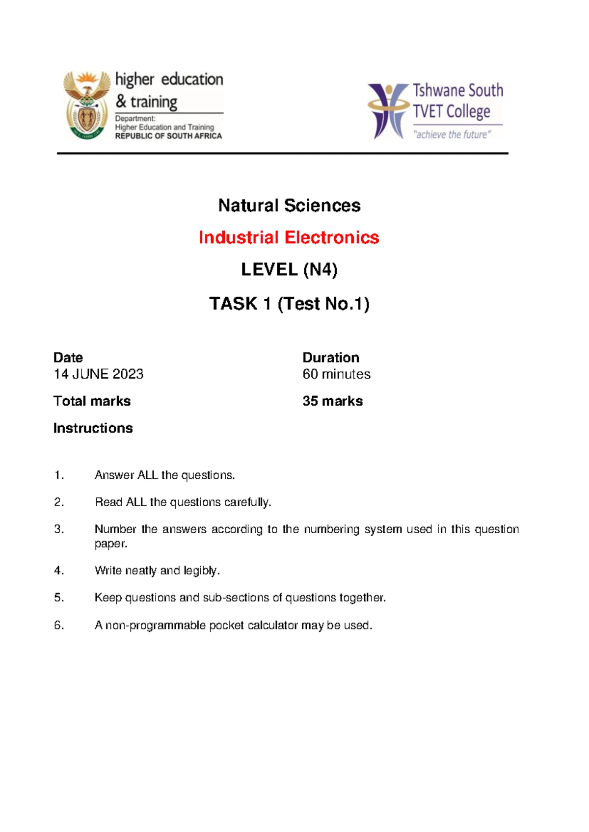 N4 Electrotechnics - Notes from the department - REPORT 191 PROGRAMMES ...