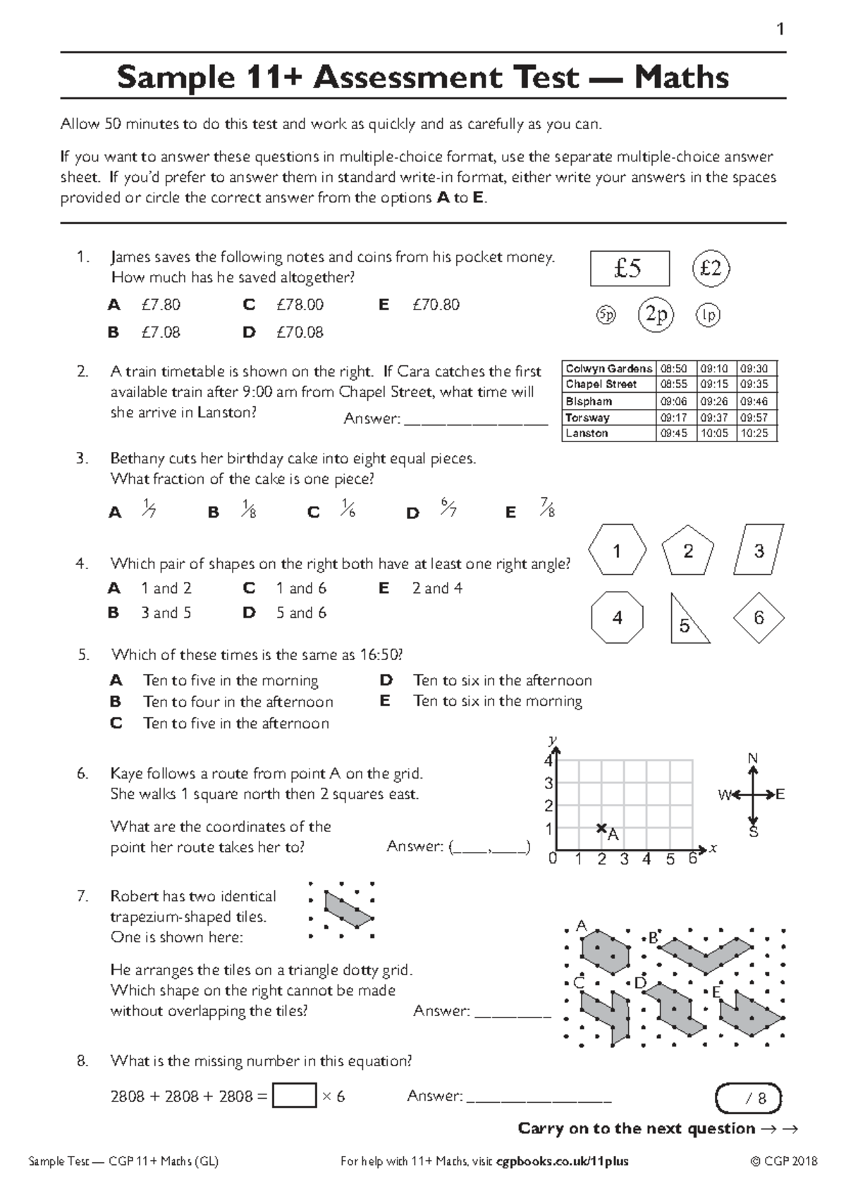 11+ GL Assessment Maths Sample Test Booklet - Studocu