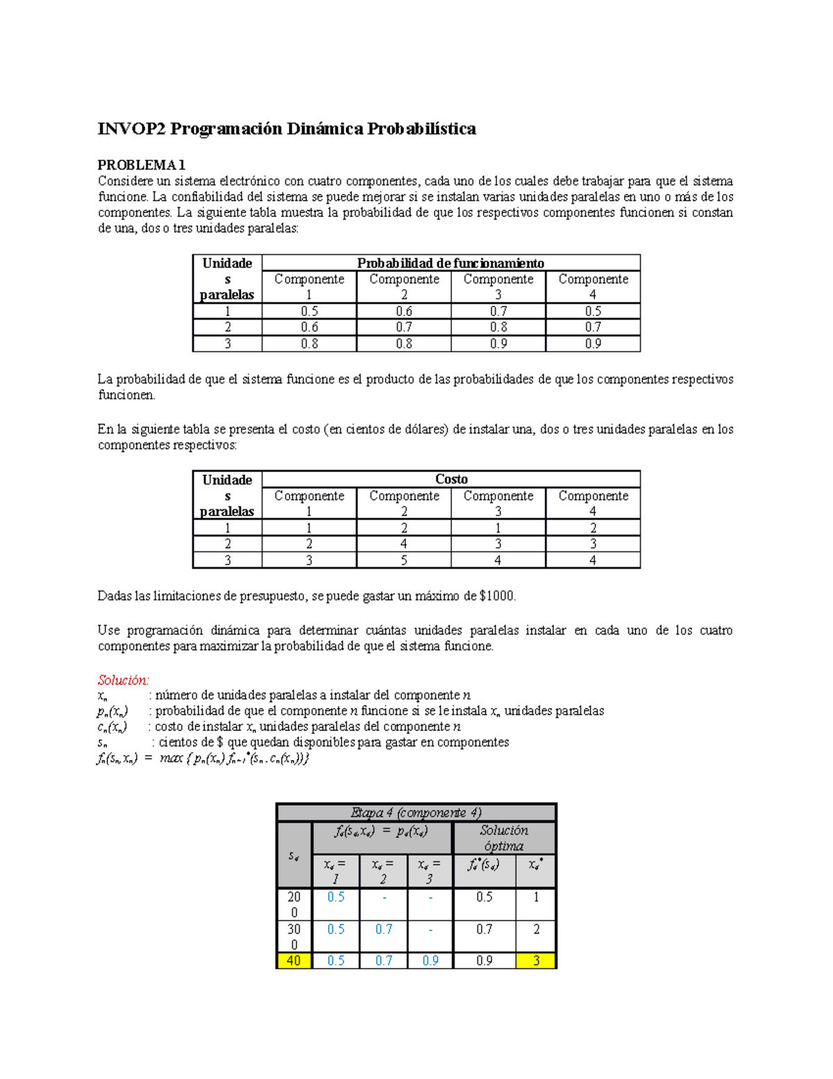 Invop 2 Programación Dinámica Probabilística - INVOP2 Programación Dinámica Probabilística ...