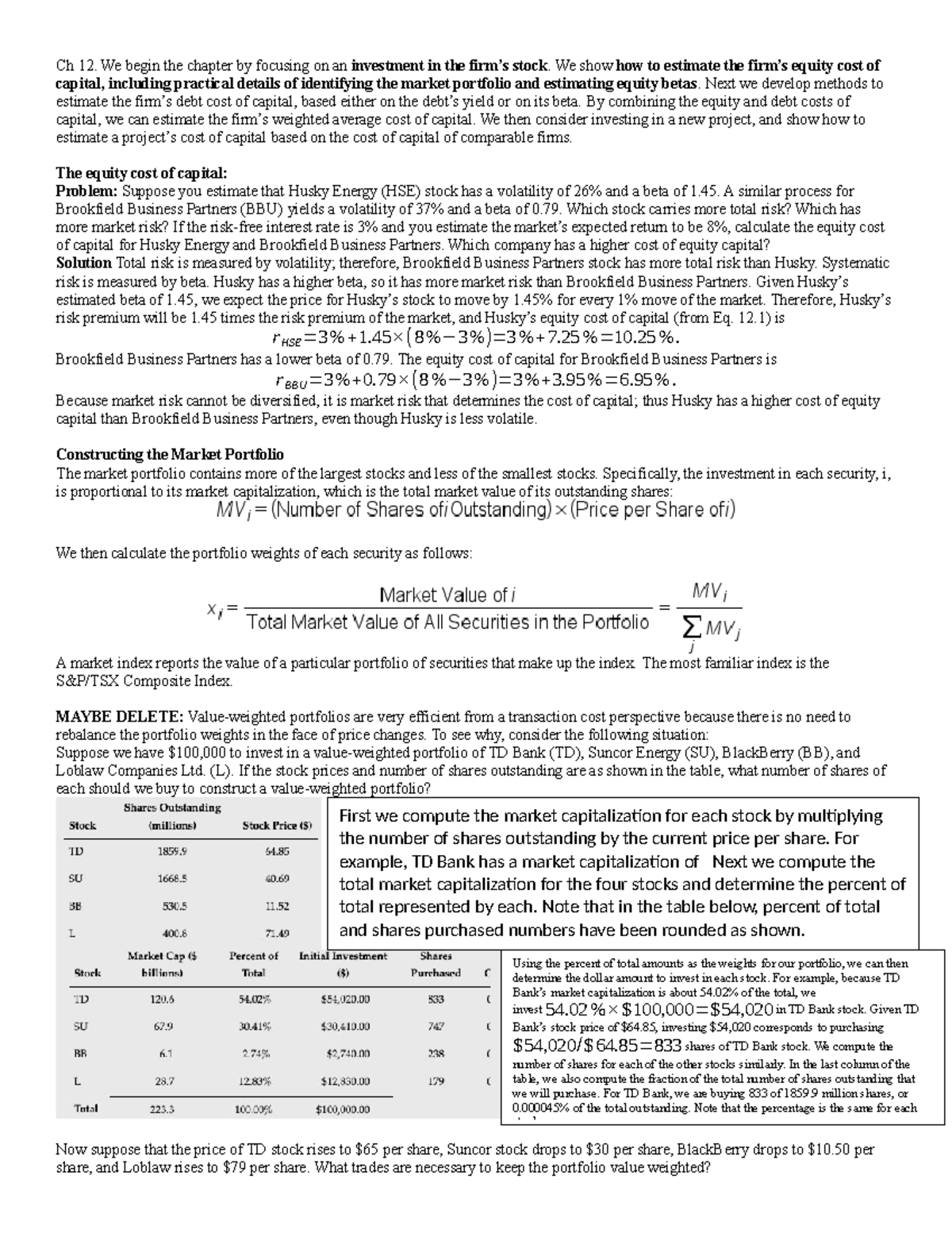 Final CS - Cheat Sheet: Cost of Capital & Market Portfolio Insights ...