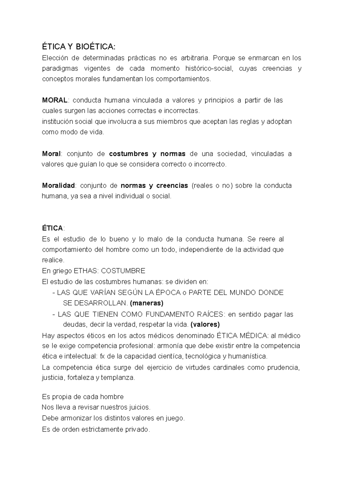 Bioética: Prácticas y Principios en la Conducta Humana - Parcial 1 ...