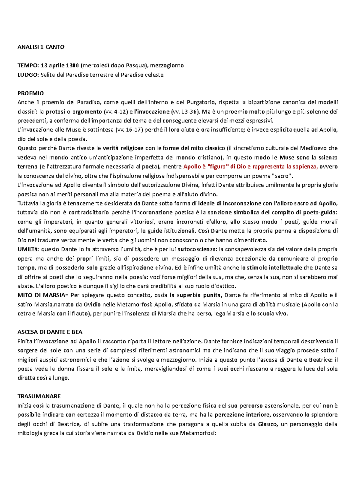 Dante Paradiso 1: Analisi del Canto e Temi Principali - Studocu