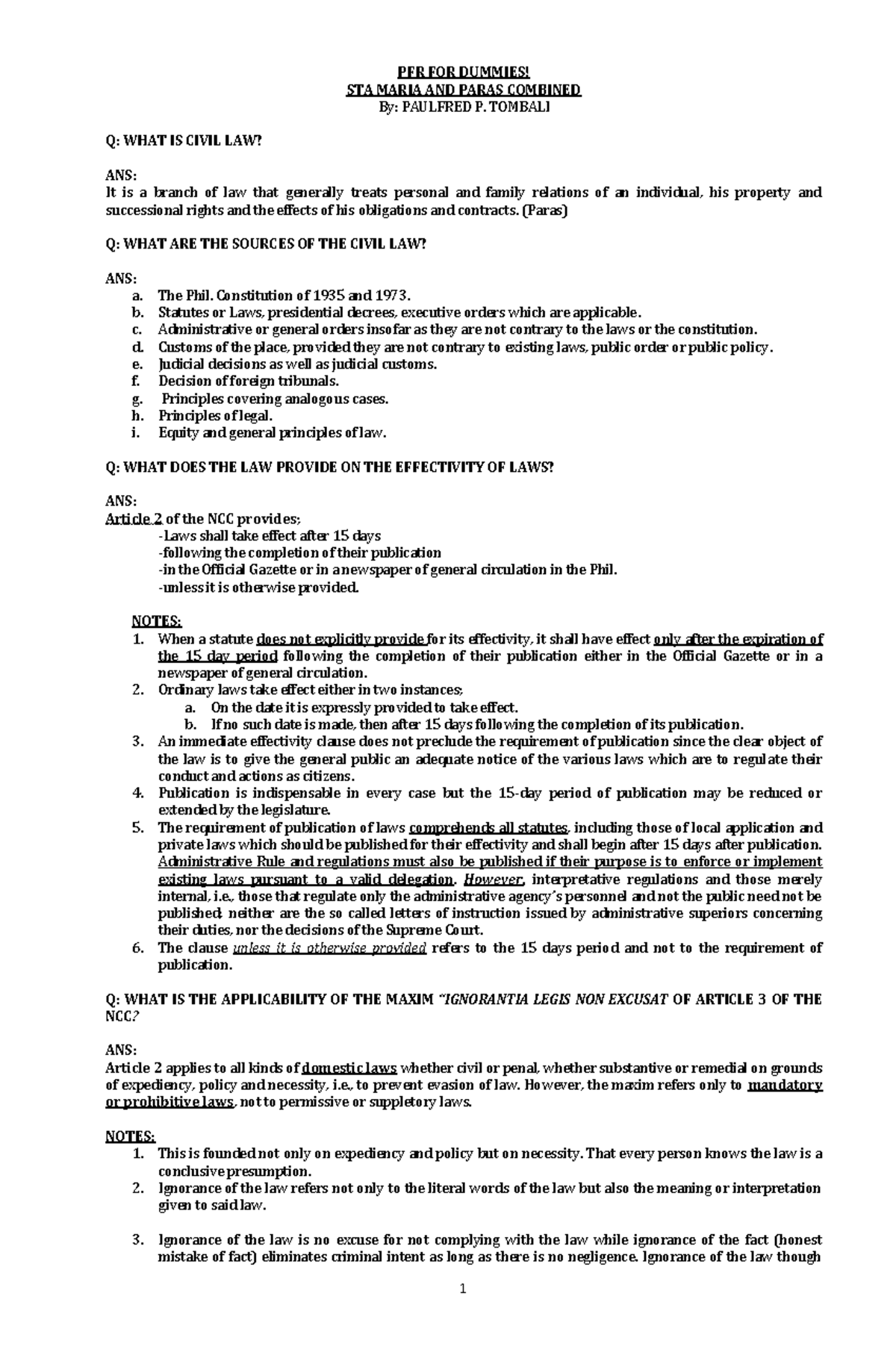 PFR-Sta Maria-Paras Combined - PFR FOR DUMMIES! STA MARIA AND PARAS ...