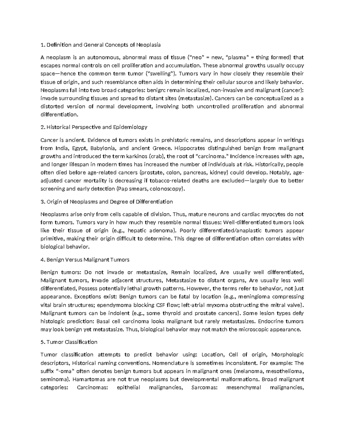 **Pathology 101: Neoplasia Concepts and Cancer Mechanisms Summary ...