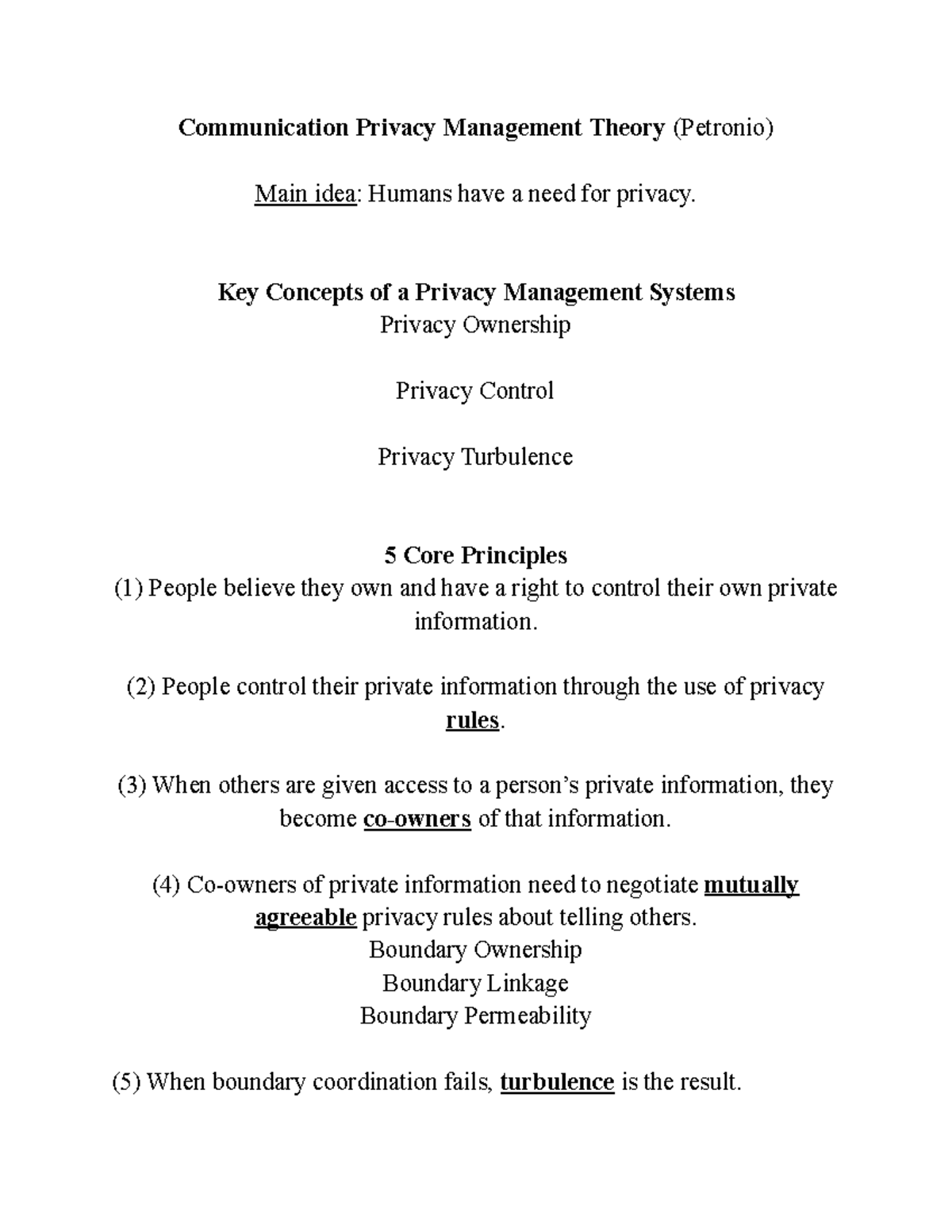 Communication Privacy Management Theory - Key Concepts of a Privacy ...