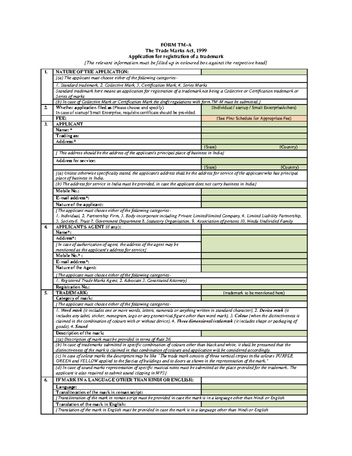 Form-tm-a ( application form ) cia 1 - FORM TM-A The Trade Marks Act ...