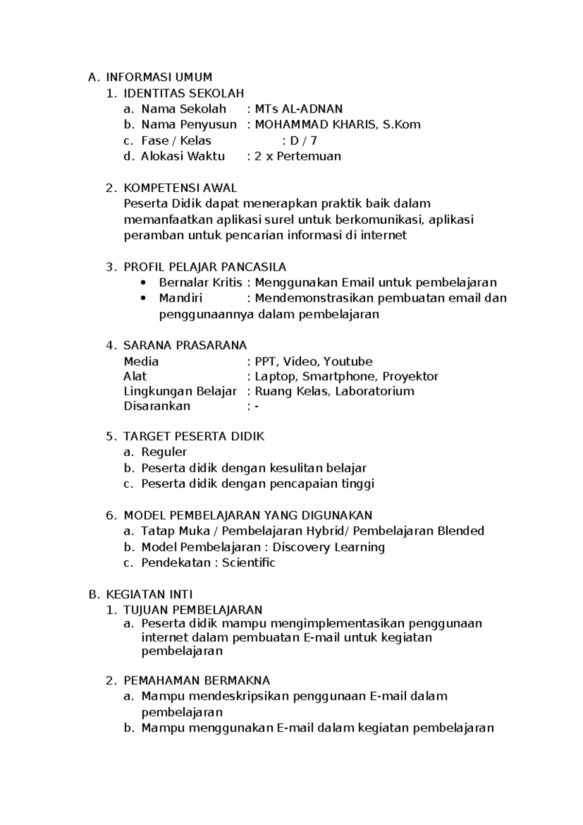 Modul Ajar: Teknologi Informasi dan Komunikasi (E-mail) - Studocu