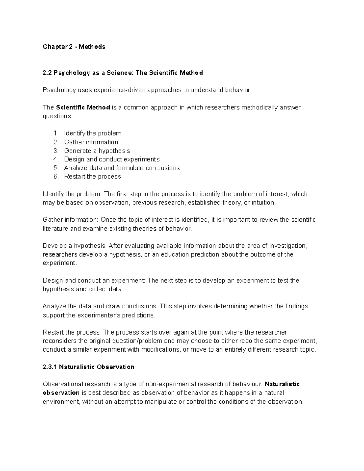 PSY1101 Final Exam Notes: Methods in Psychology and Research Techniques ...