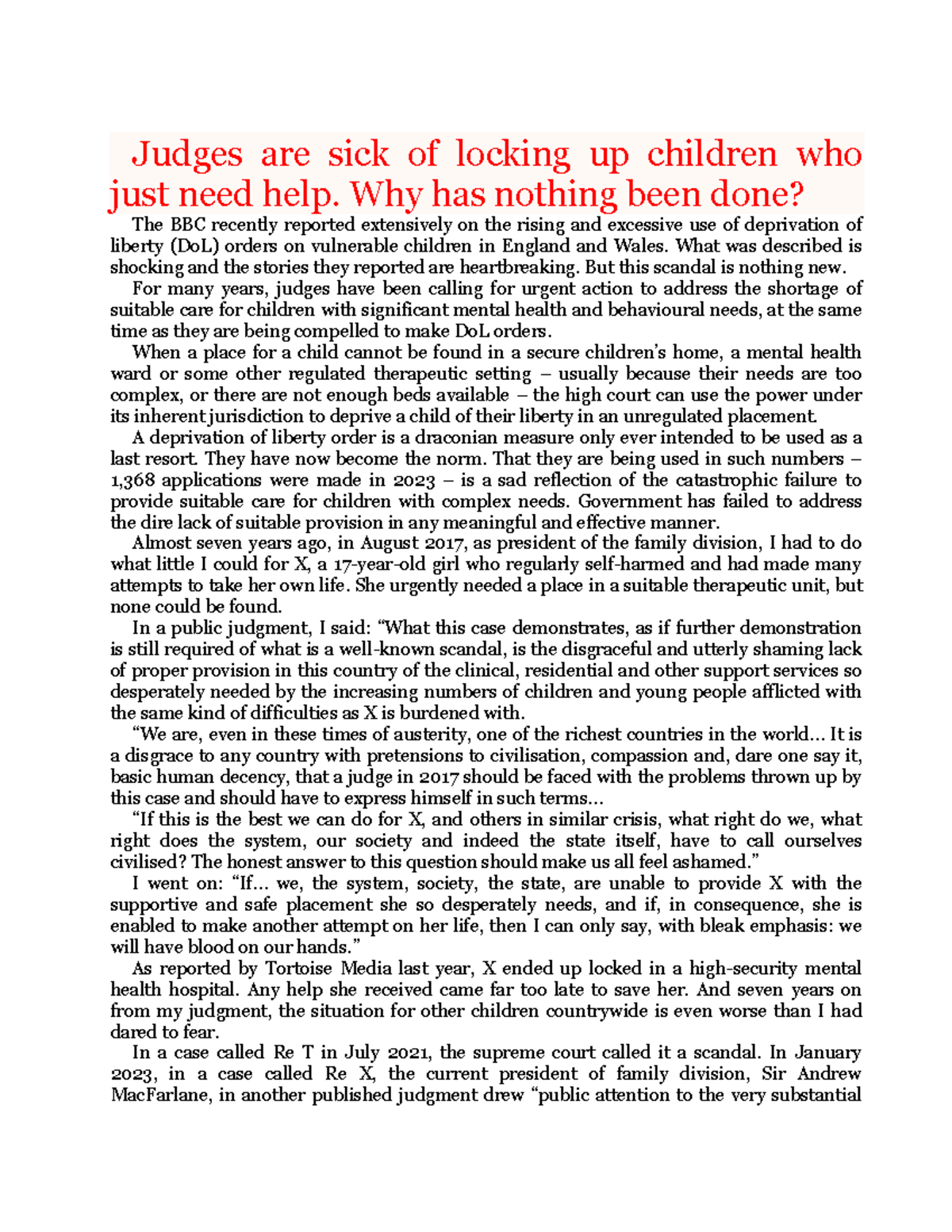 Judges are sick of locking up children who just need help - Why has ...