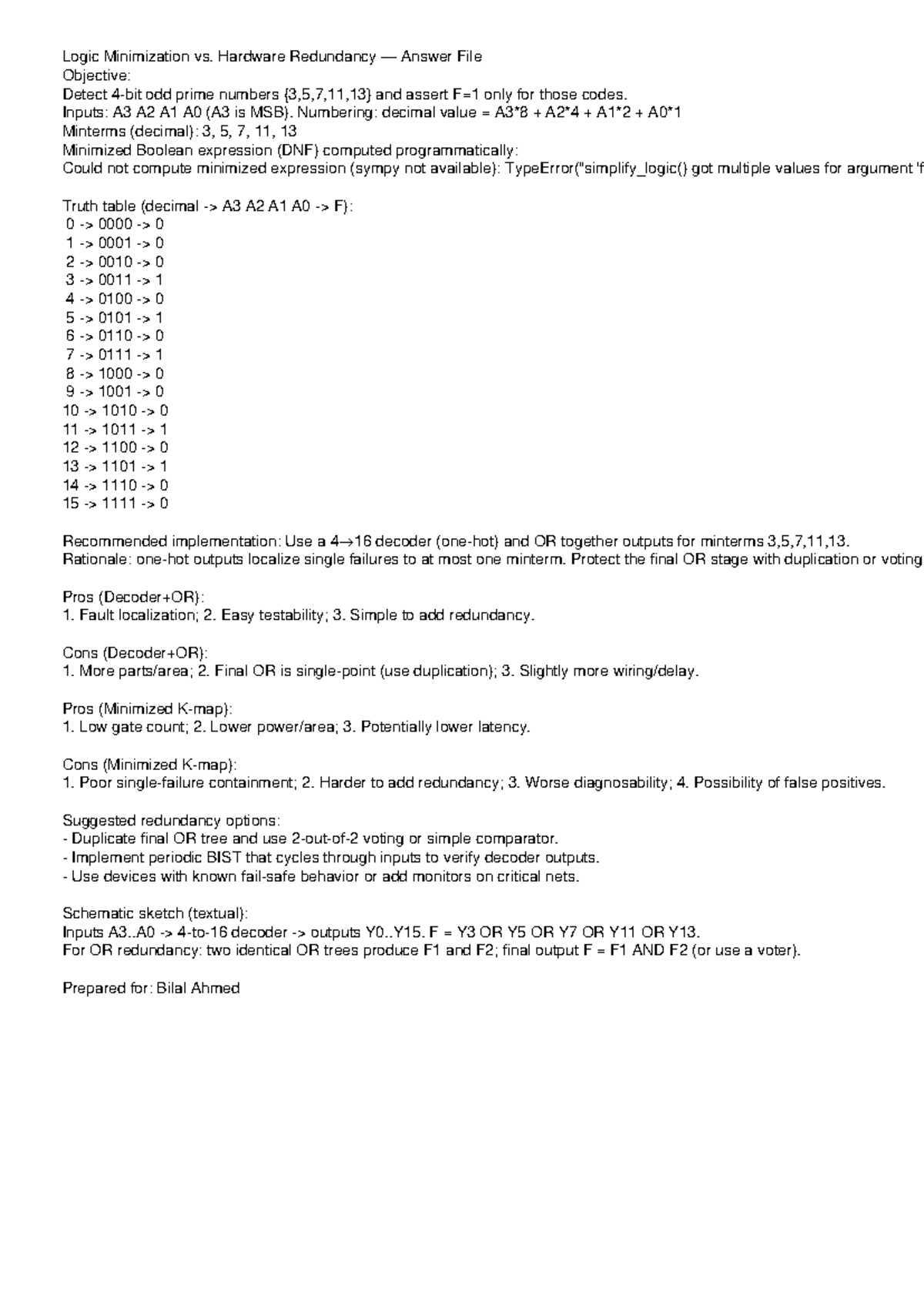 Logic Minimization vs. Hardware Redundancy: A3-A0 Analysis - Studocu