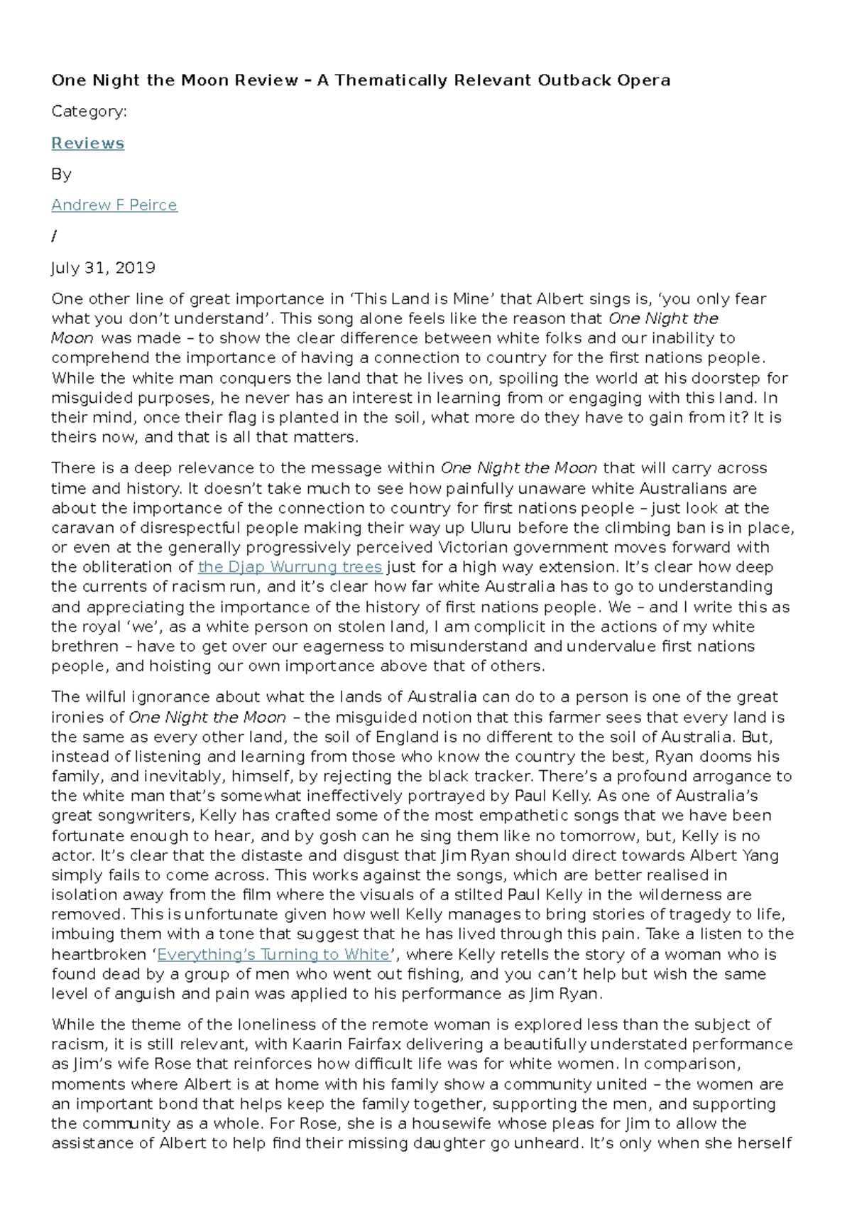 One Night the Moon Review: Themes of Racism and Connection to Country ...