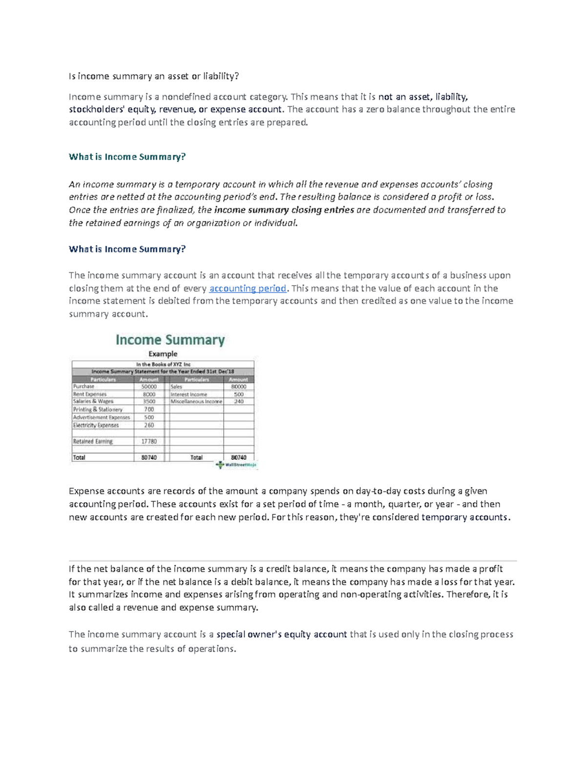 Final Exam Notes: Understanding Income Summary in Accounting - Studocu