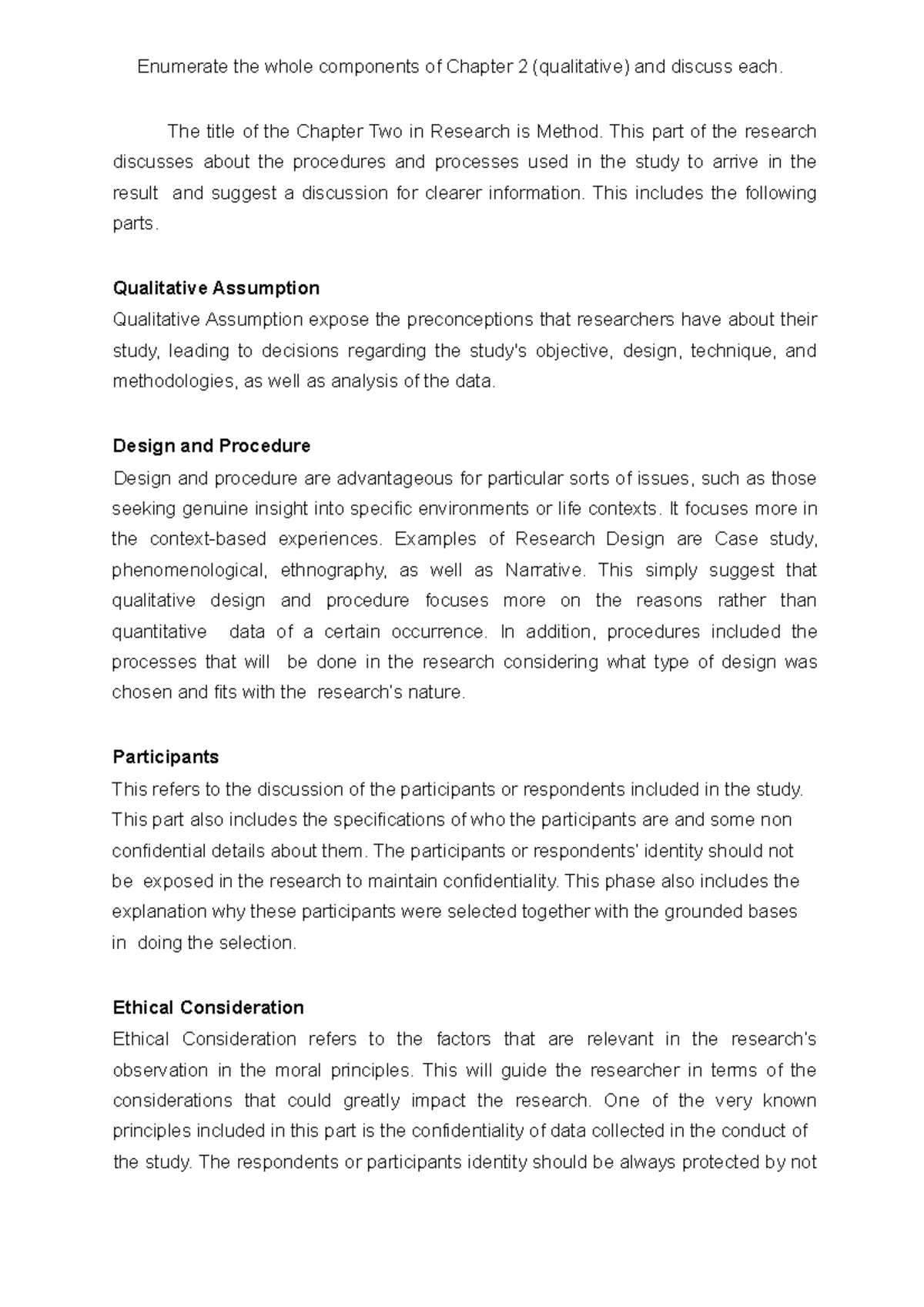 Qualitative Research Components in Methodology: Chapter 2 Overview ...