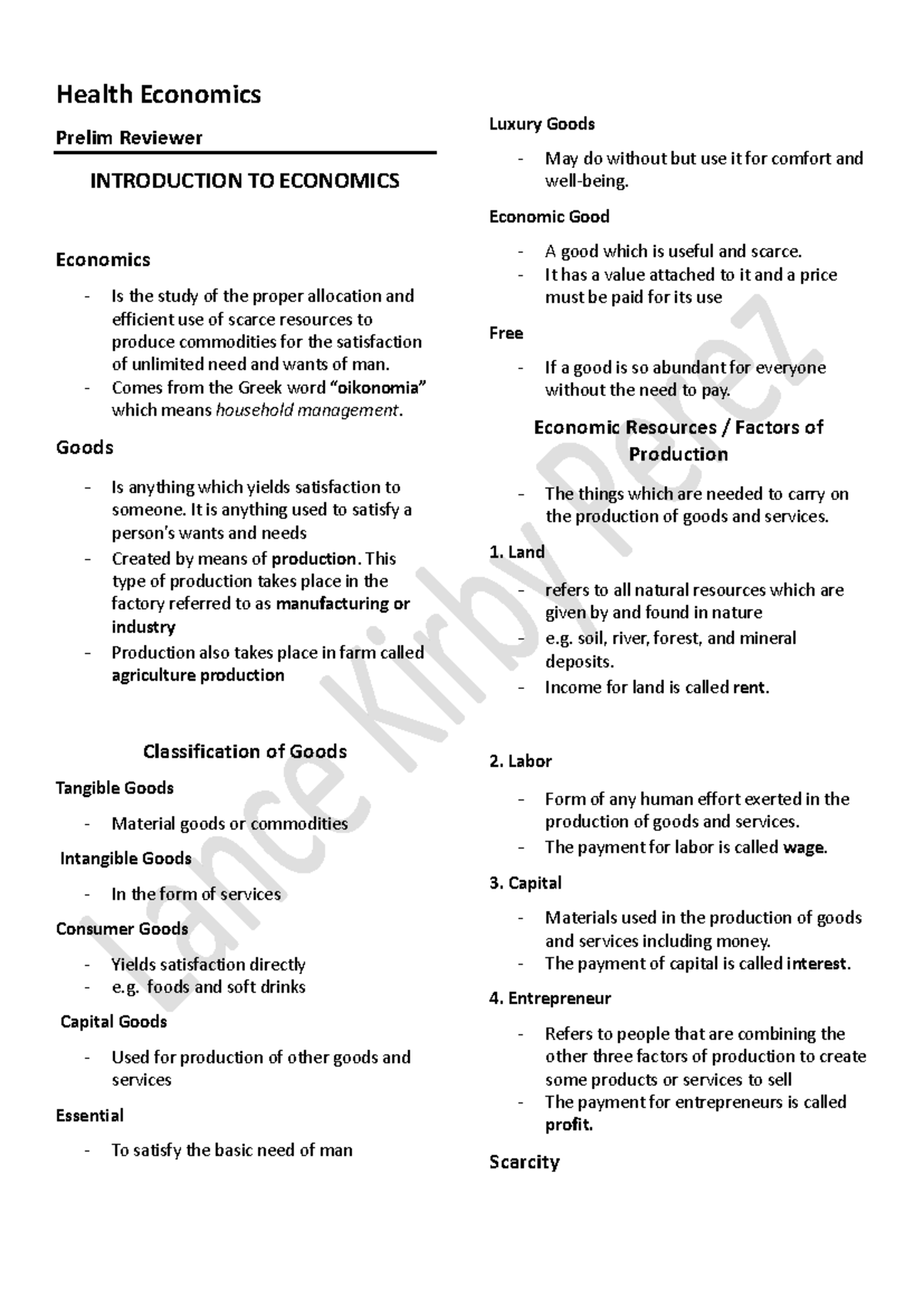 Health Economics Prelim Reviewer: Key Concepts and Methodologies - Studocu