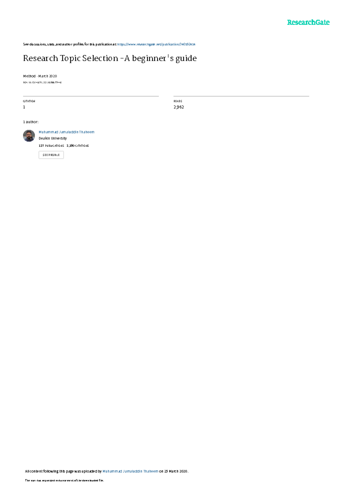 Course Codes and Research Topic Selection: A Beginner's Guide - Studocu