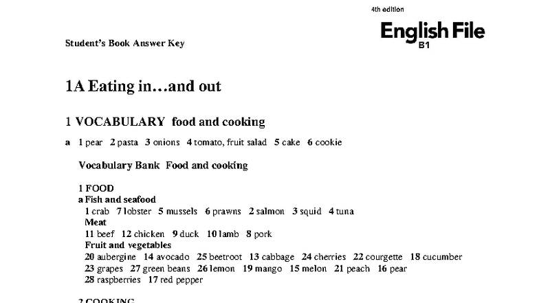 English File Intermediate 4th Edition Answer Key - Studocu