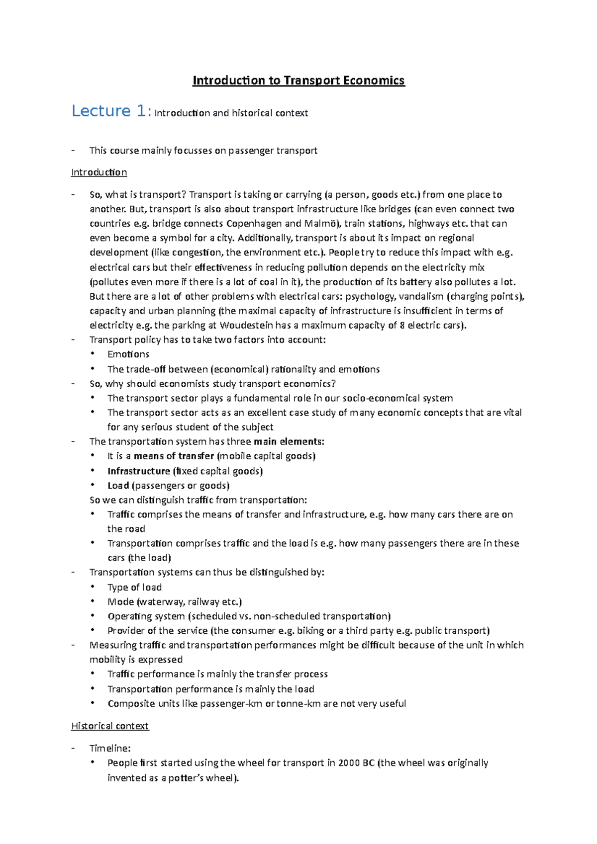 Transport Economics Overview: Introduction, Concepts & Policies (TRA ...