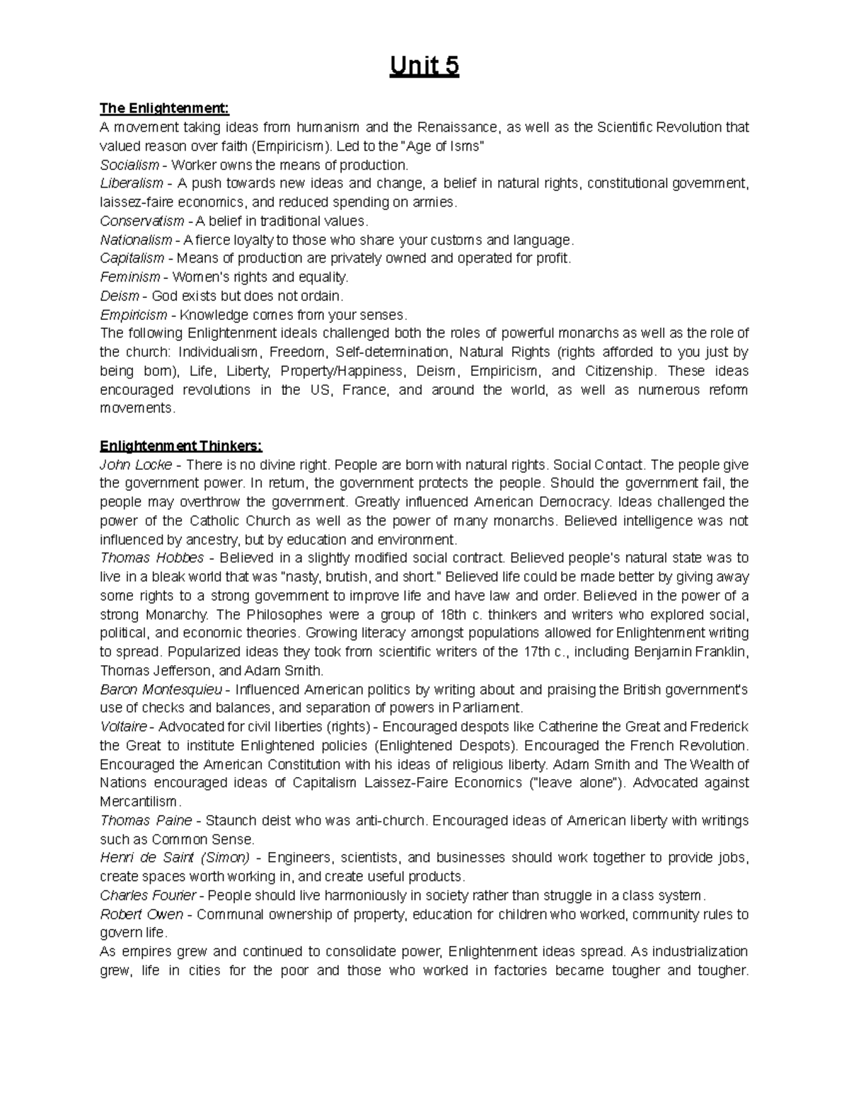 AP World History - Unit 5 - Unit 5 The Enlightenment: A movement taking ...