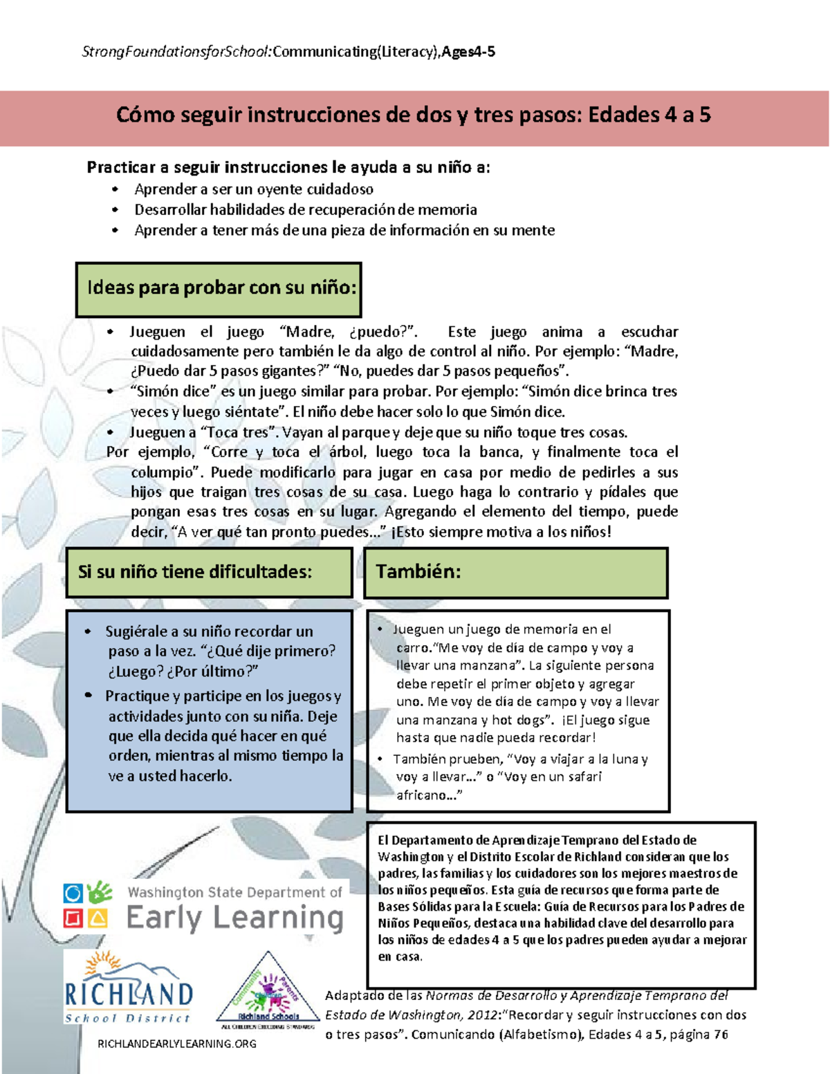 4 5sp Following 2 3 step directions - StrongFoundationsforSchool ...