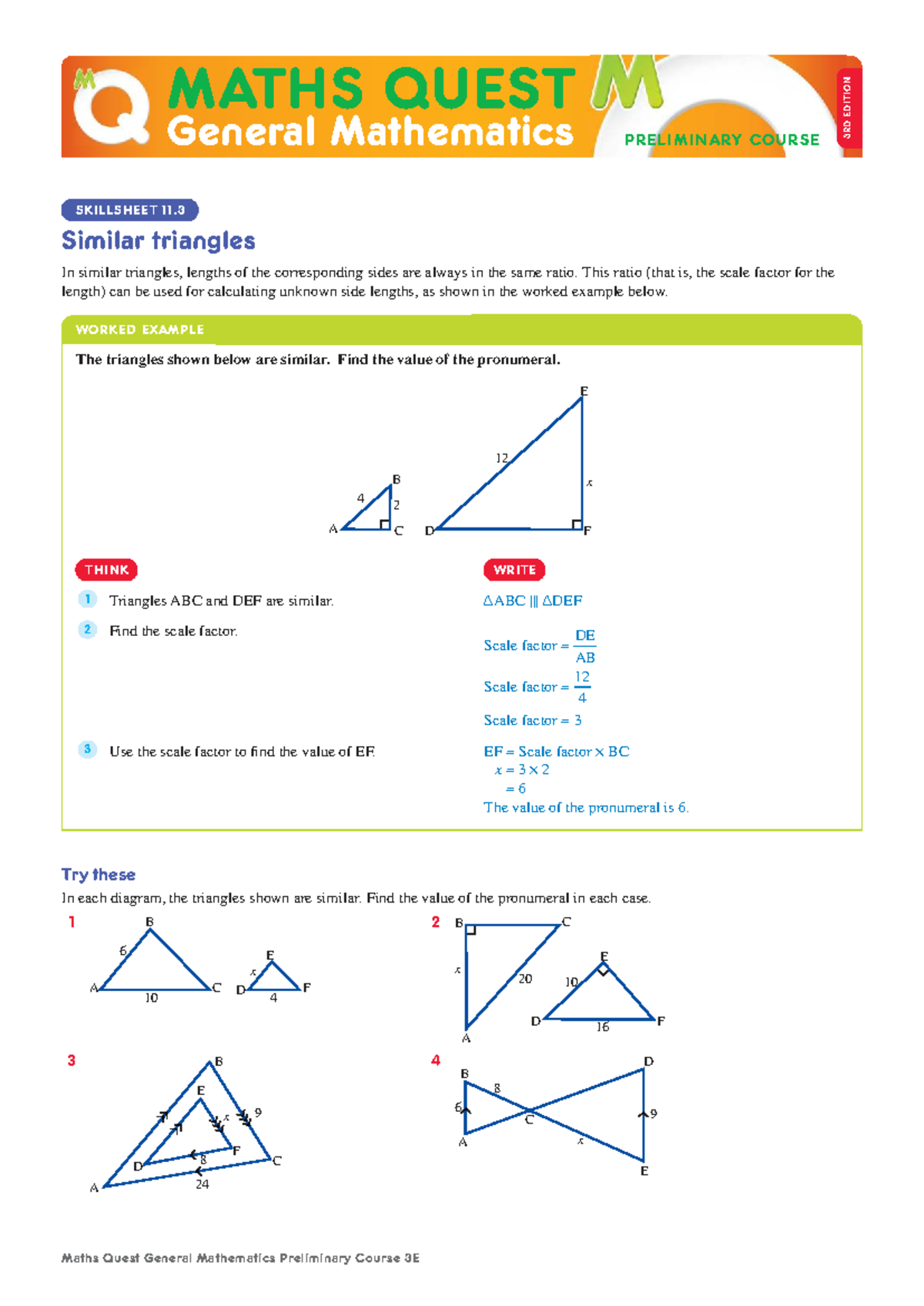 General Mathematics PRELIMINARY COURSE 11.3 Similar Triangles ...