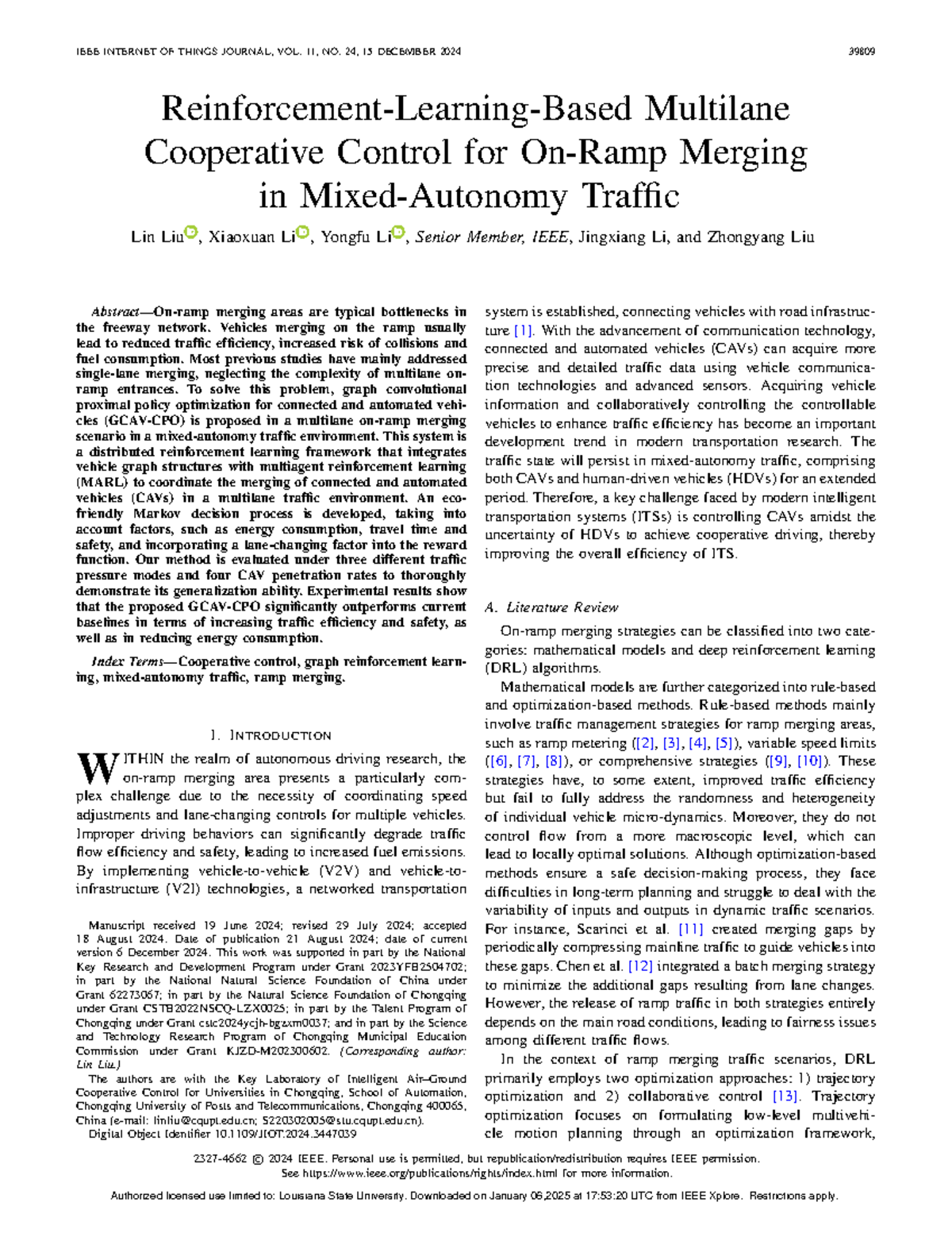 Reinforcement Learning-Based Control for Multilane On-Ramp Merging in Mixed Autonomy - Studocu