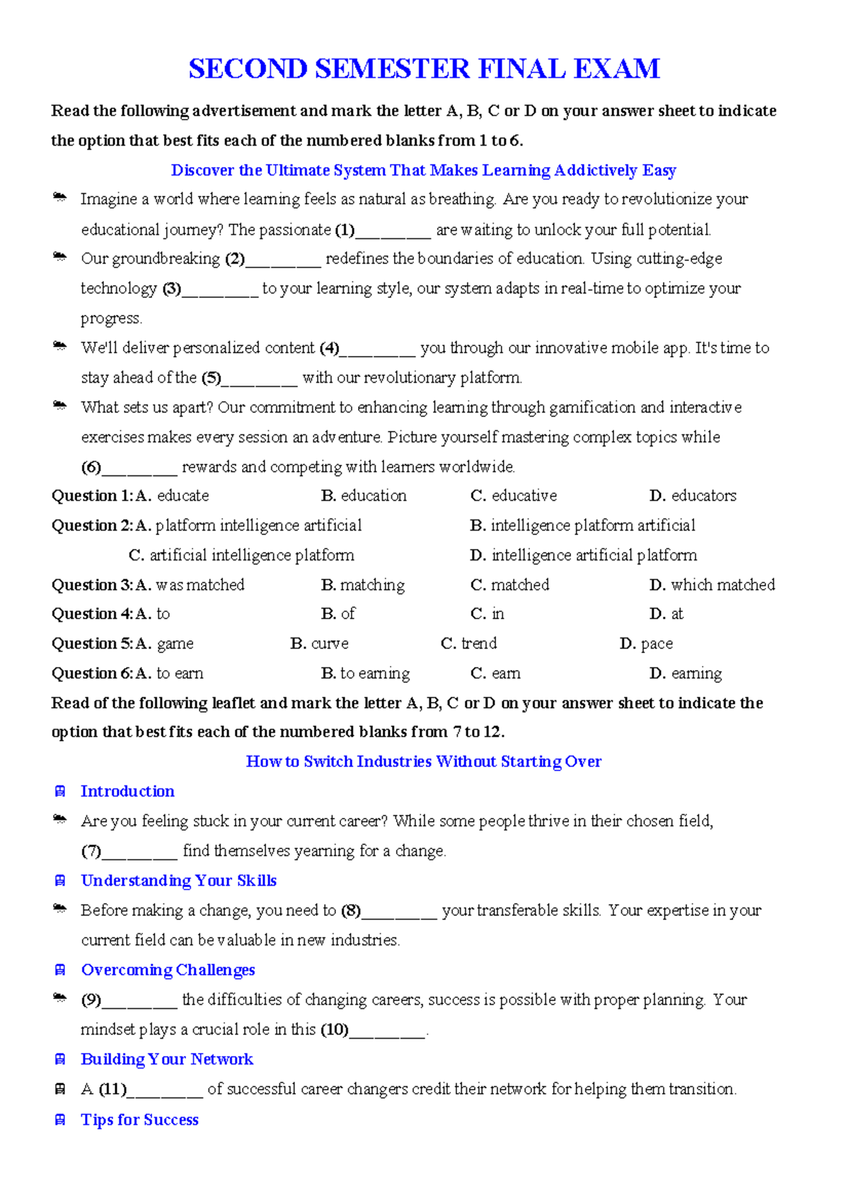 De HK2 Global 12 Final Exam 2025 Detailed Solutions - Studocu